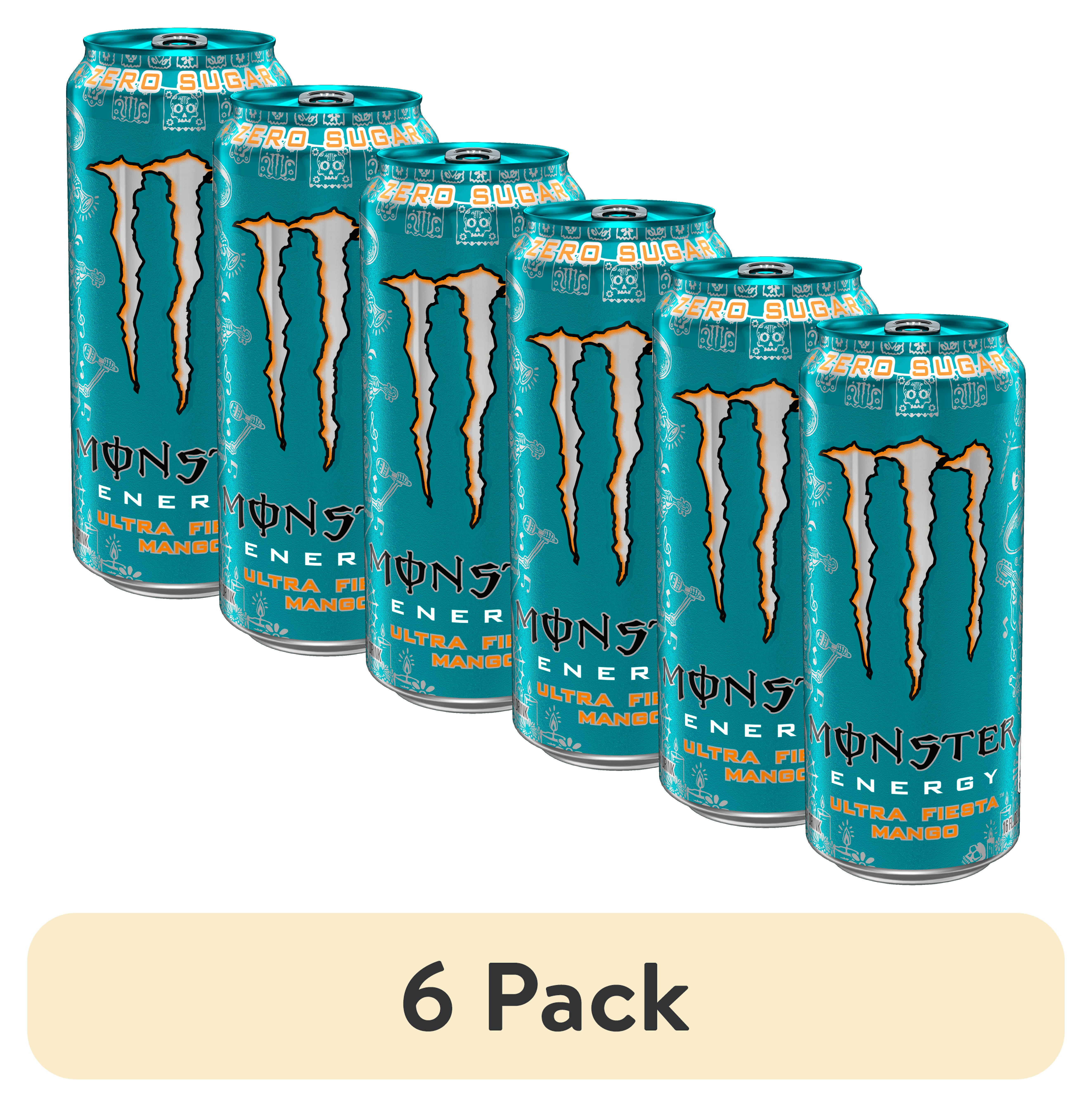 (6 pack) Monster Ultra Fiesta Mango, Sugar Free Energy Drink, 16 fl oz ...