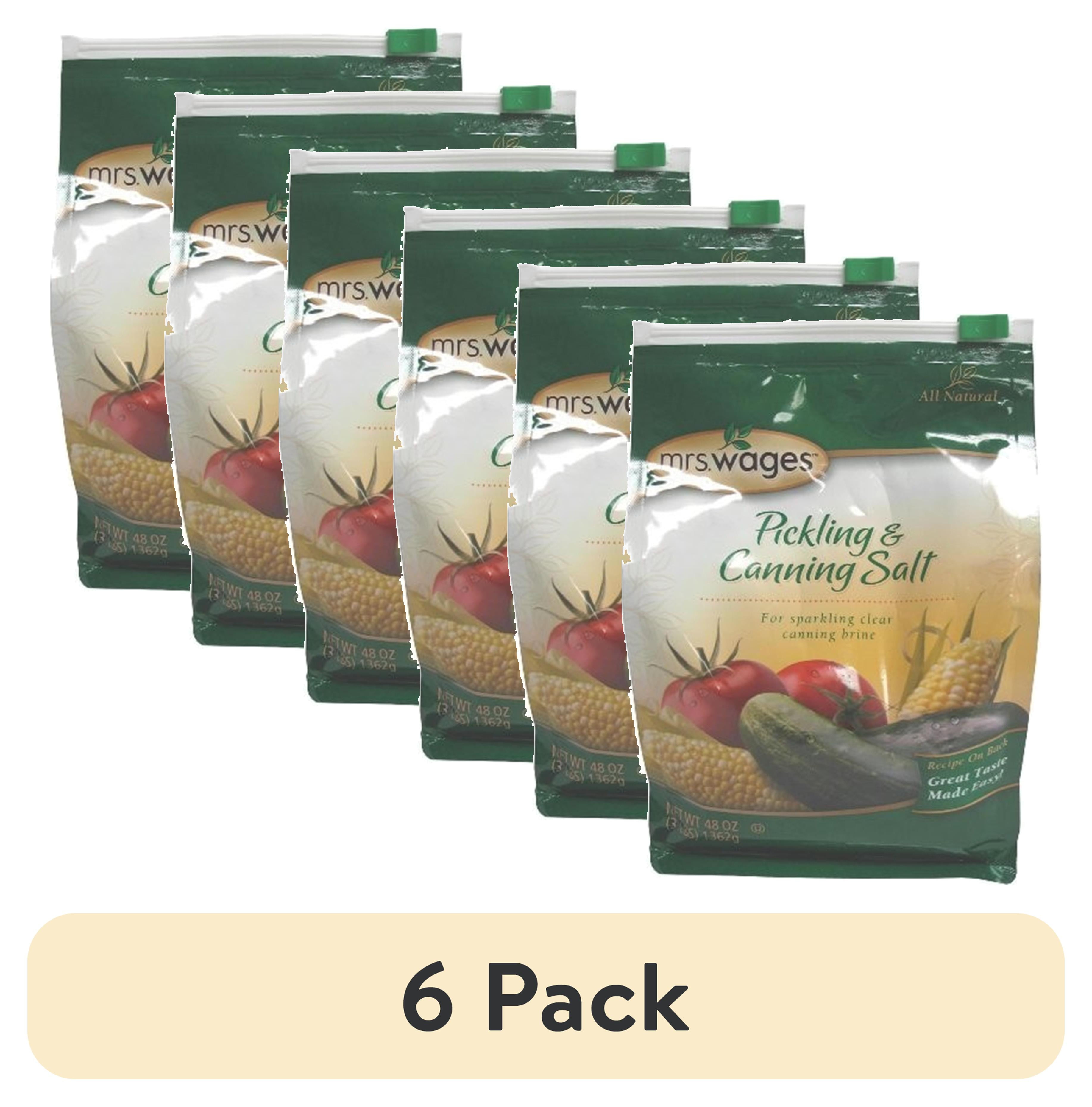 (6 pack) Mrs. Wages Canning and Pickling Salt 48 oz Bag, Bulk Canning ...