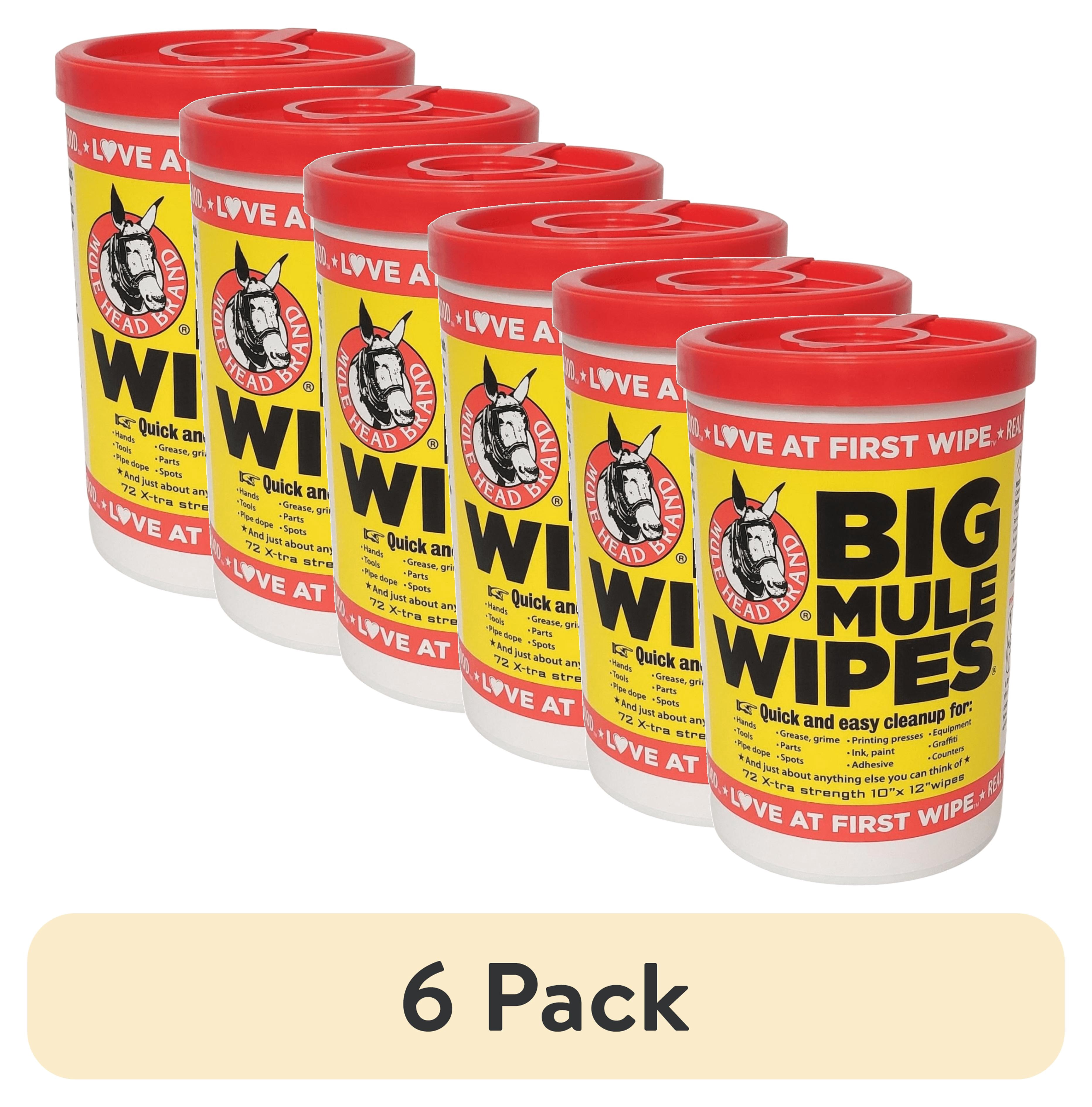 (6 pack) Mule Head Brand Big Mule Wipes 10"x12" Heavy Duty Cleaning ...