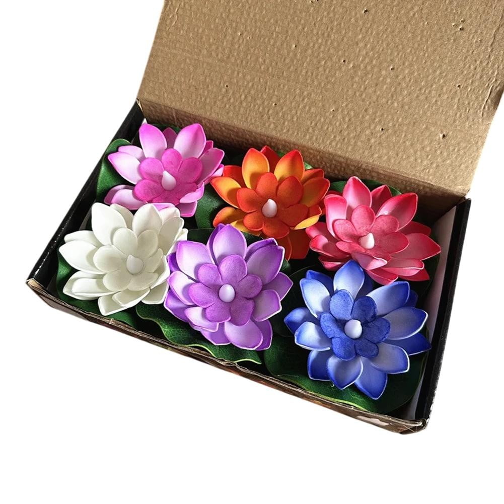 6-pack Multicolor Lotus LED Night Lights Lantern Festival Wishing Lotus ...