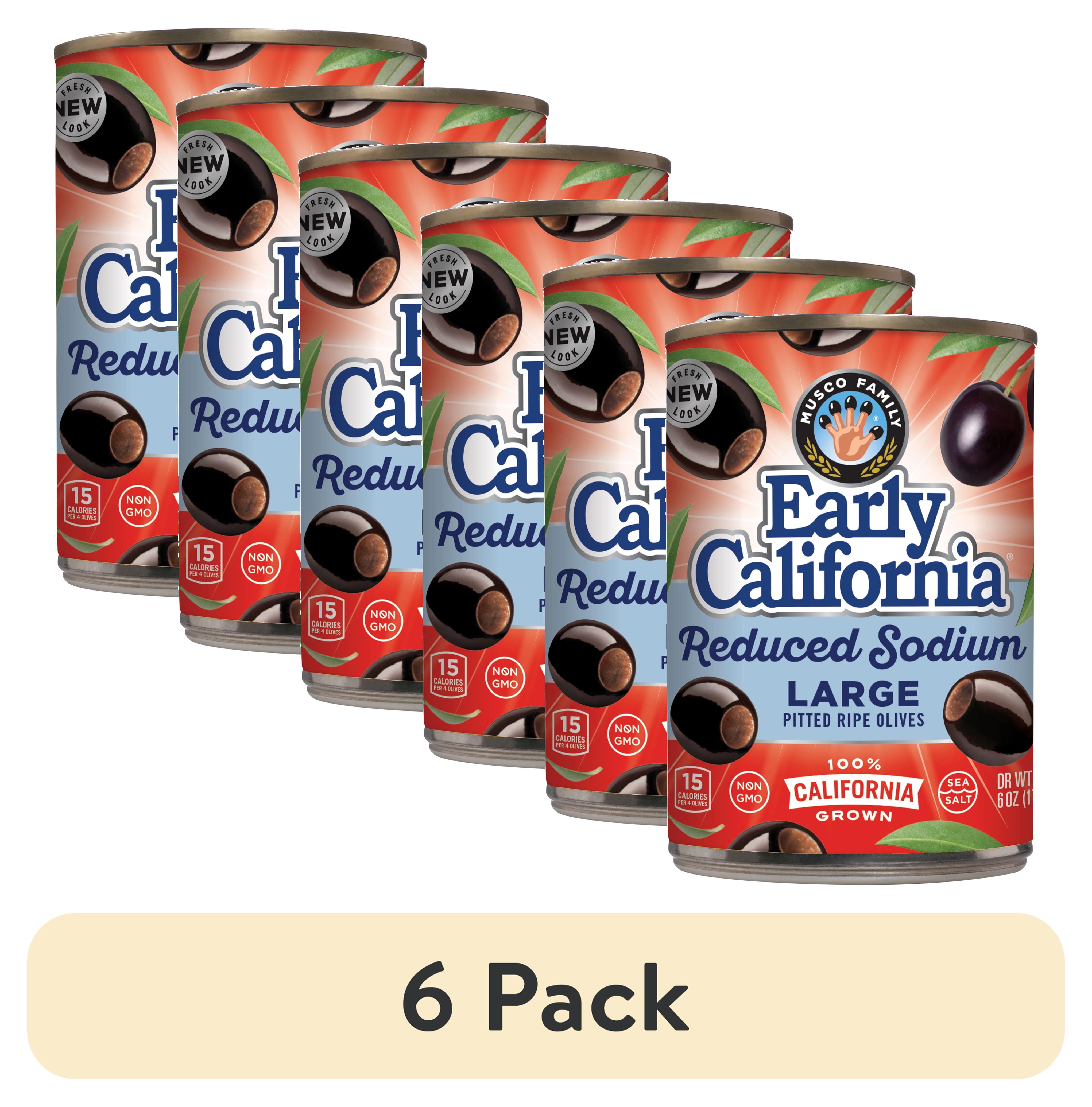 (6 pack) Musco Family Olive Co. Early California Reduced Sodium Large ...
