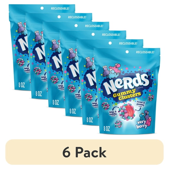 (6 pack) NERDS Gummy Clusters, Candy, Very Berry, Crunchy and Gummy, 8 ...