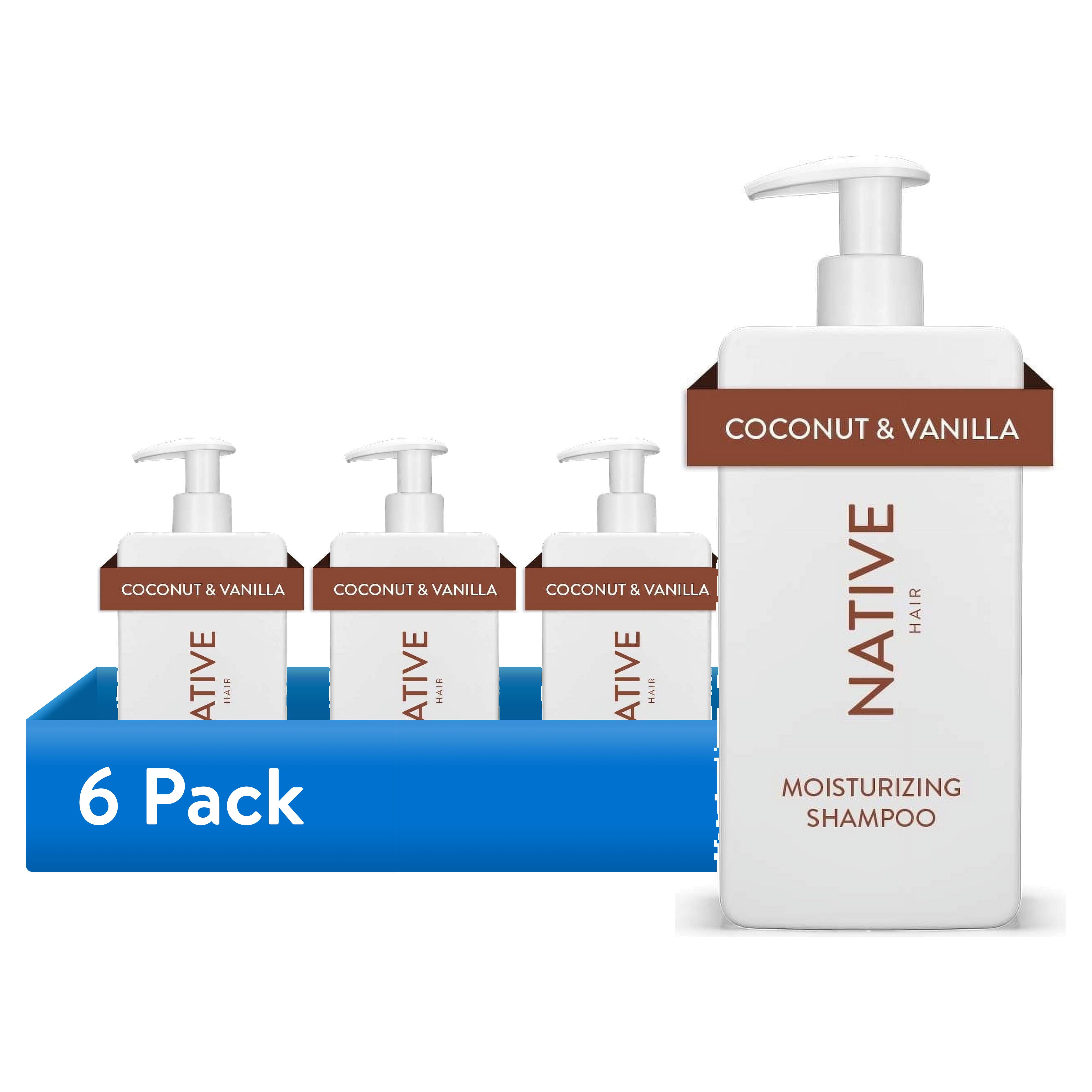 (6 pack) Native Coconut & Vanilla Moisturizing Vegan Shampoo, Clean ...