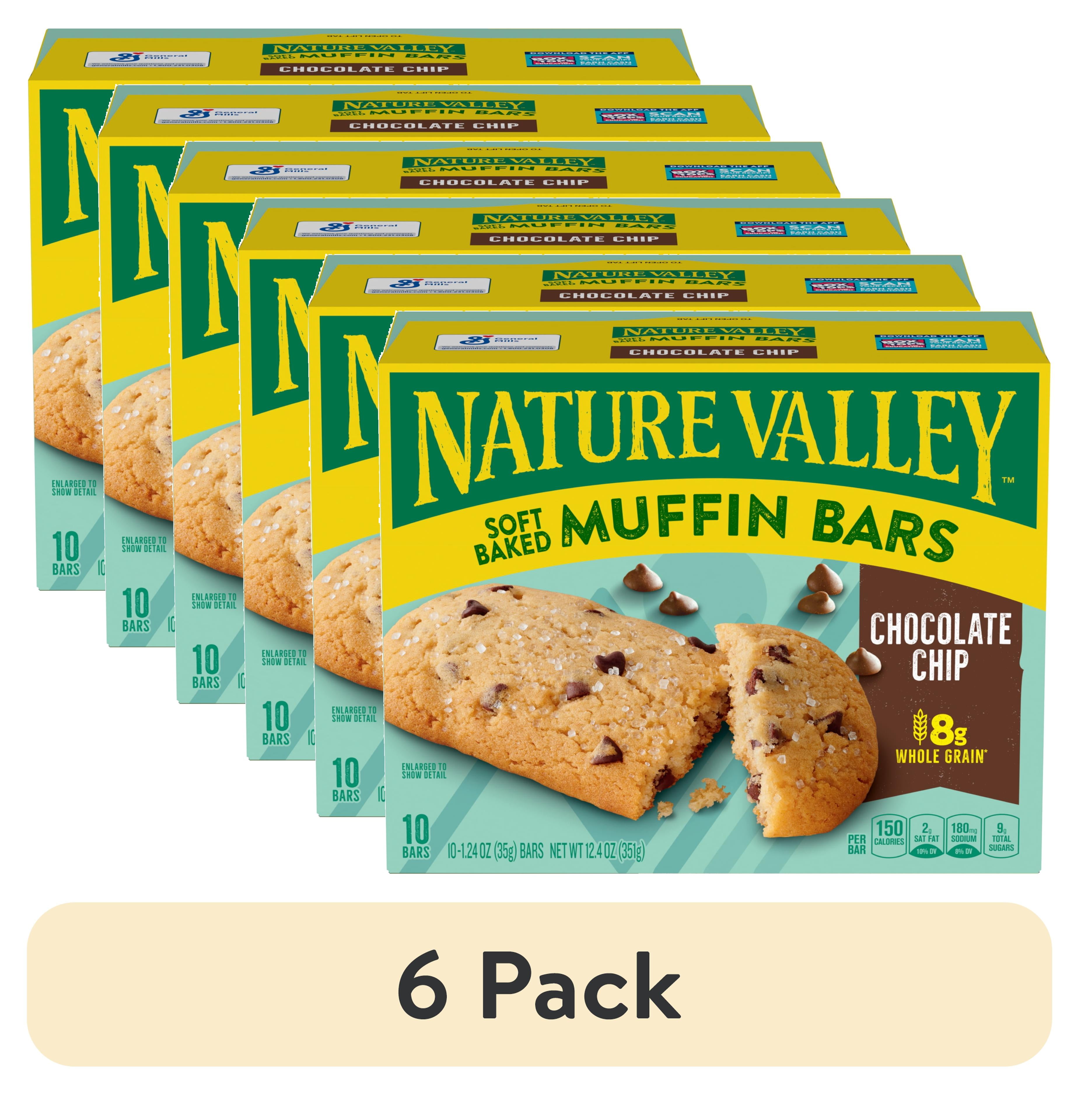 (6 pack) Nature Valley Soft-Baked Muffin Bars, Chocolate Chip, Snack ...