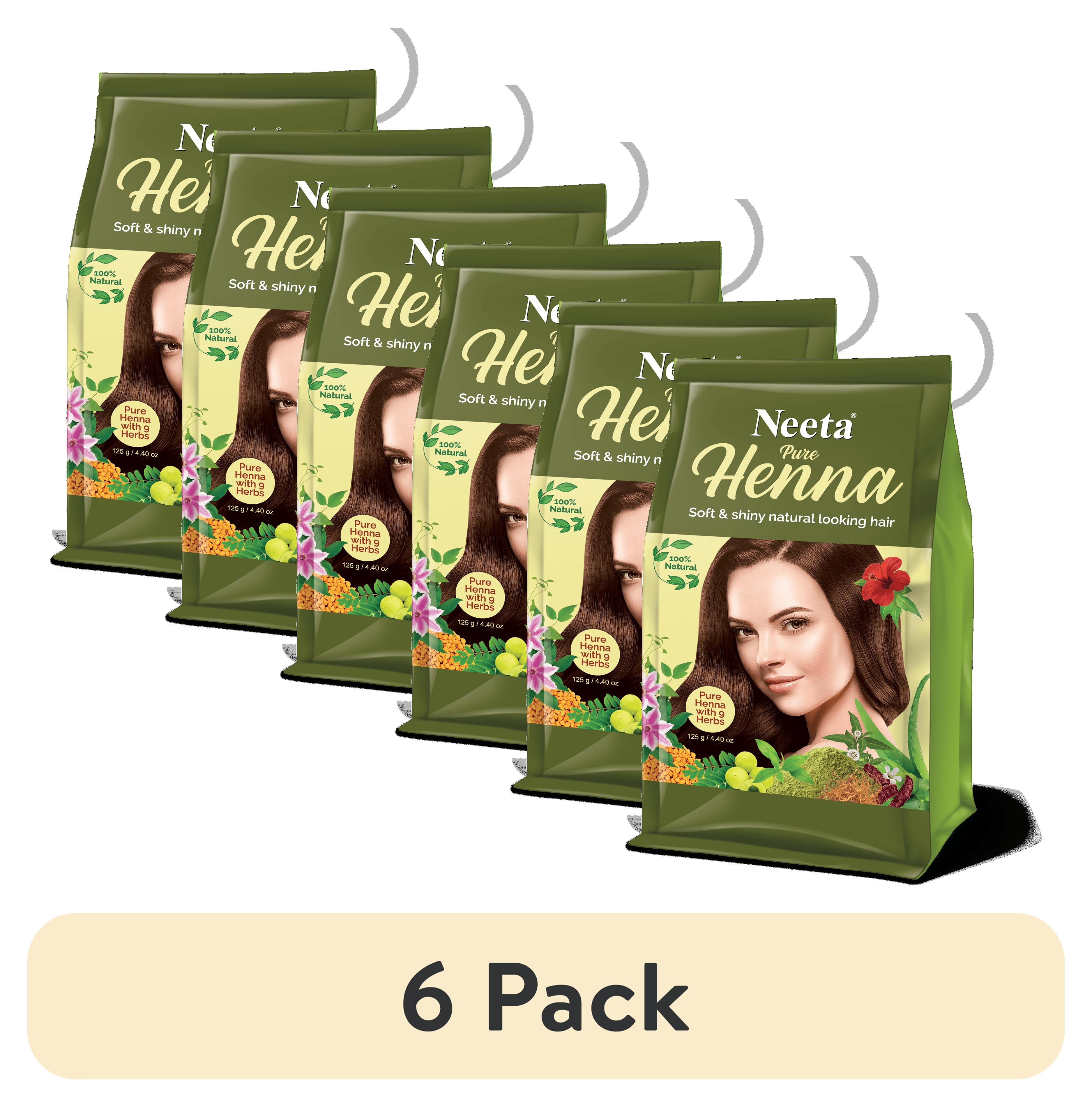 (6 pack) Neeta 100% Natural Pure Henna with 9 Herbs for hair, Chemical ...