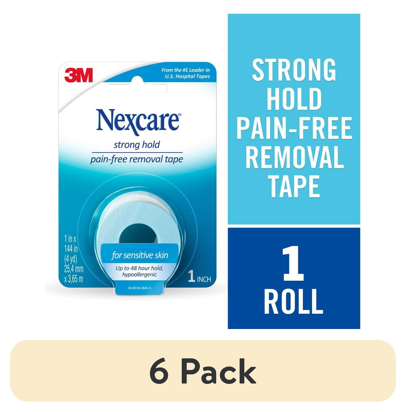 (6 pack) Nexcare Strong Hold Pain-Free Removal Tape, 1" x 4 Yds., 1 ...