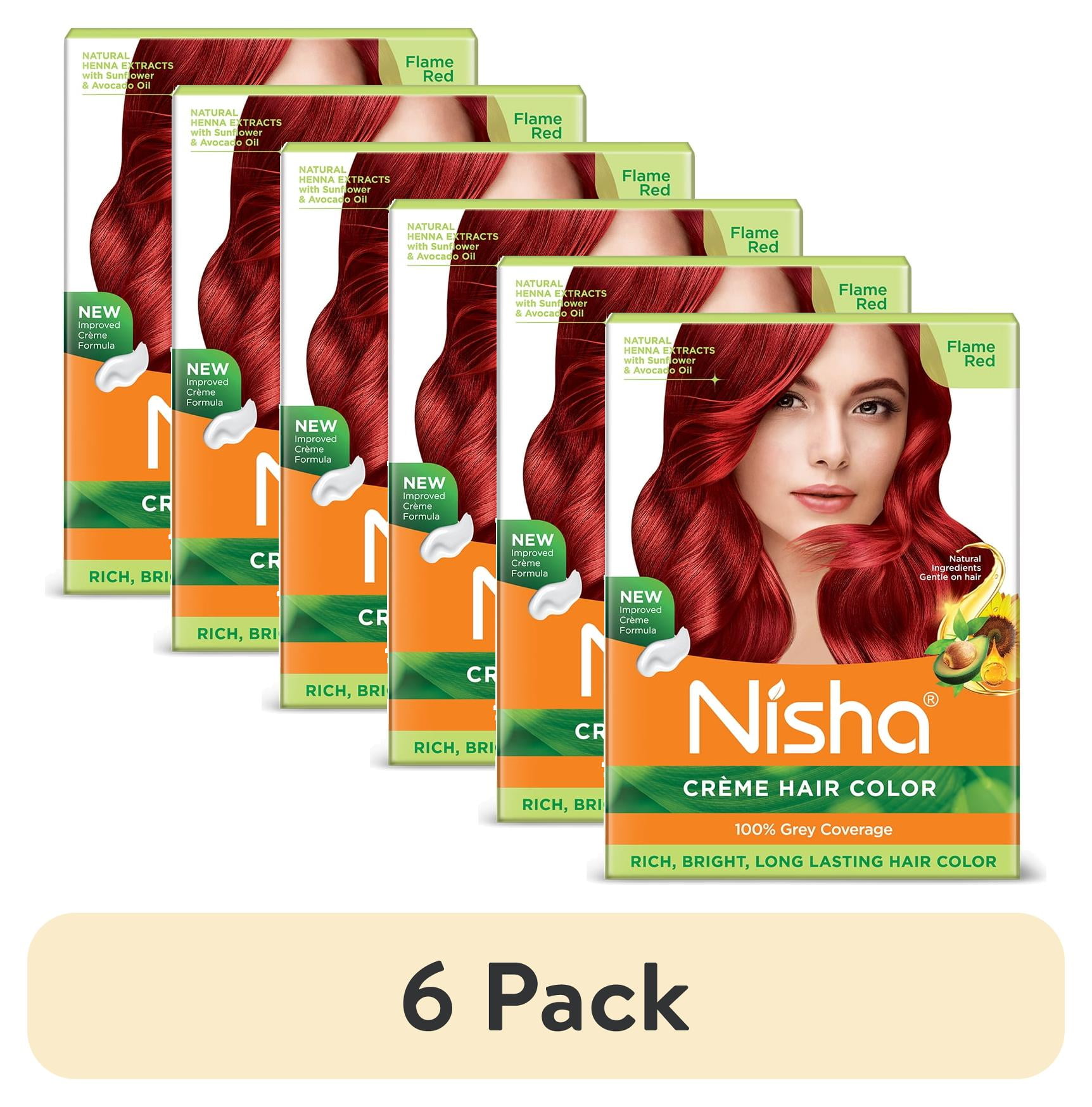 (6 pack) Nisha Crème Hair Color, Permanent Red Hair Dye Color, 100% ...