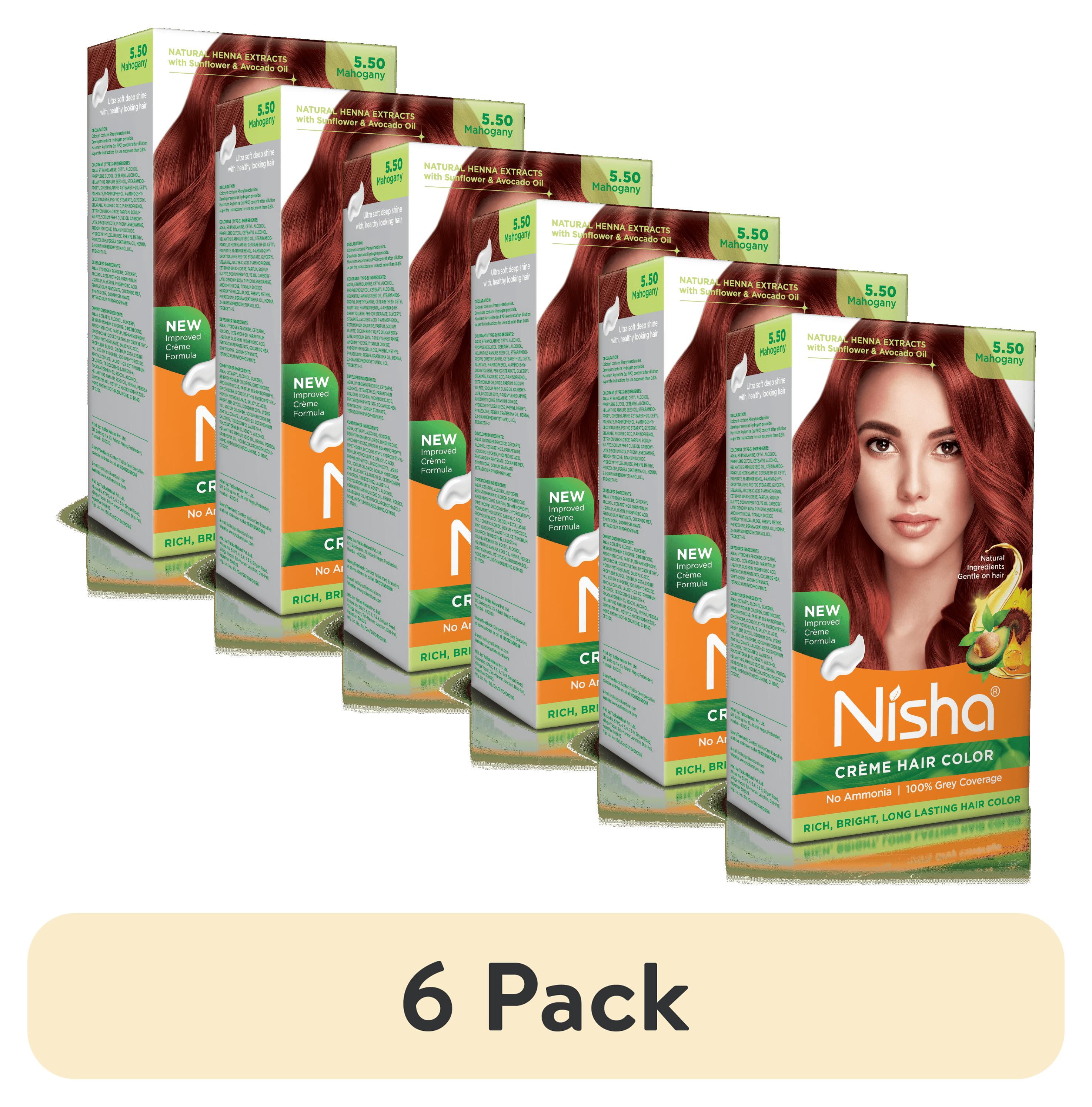 (6 pack) Nisha Crème Hair Color, Permanent Red Hair Dye Color, Full ...