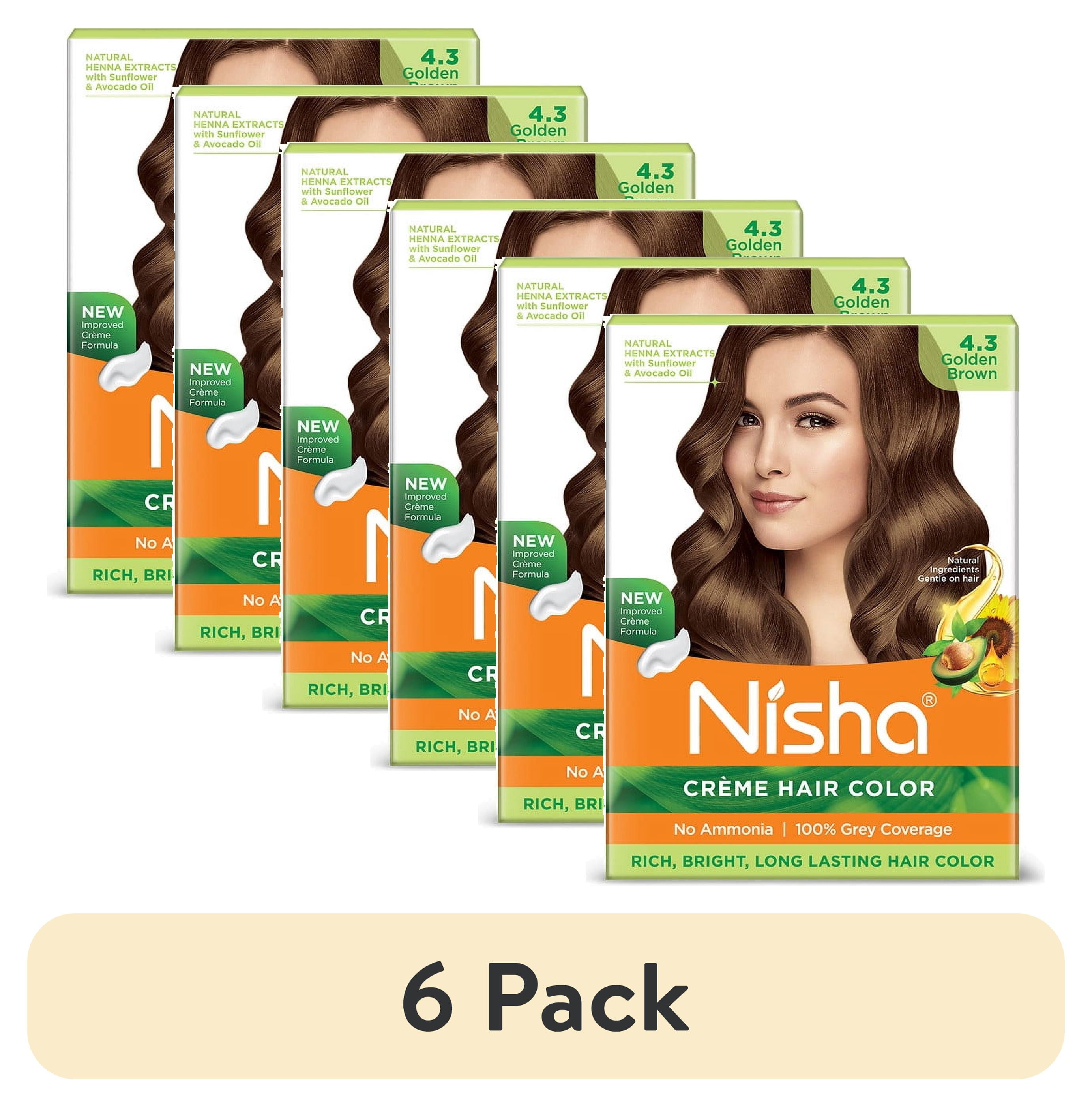 (6 pack) Nisha Creme Hair Color, Permanent Brown Hair Dye Color, 100% ...
