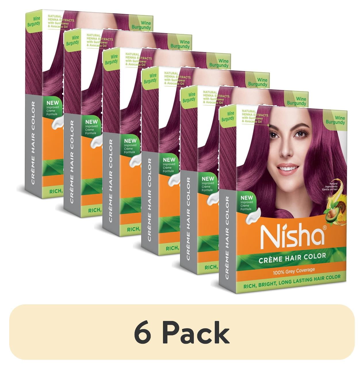 (6 pack) Nisha Creme Hair Color | Permanent Long Lasting Wine Hair Dye ...