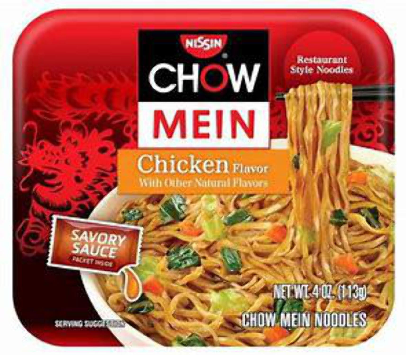 (6 pack) Nissin Foods Chow Mein Instant Noodles, Chicken Flavor, 4.0 oz Tray, Shelf-Stable ...