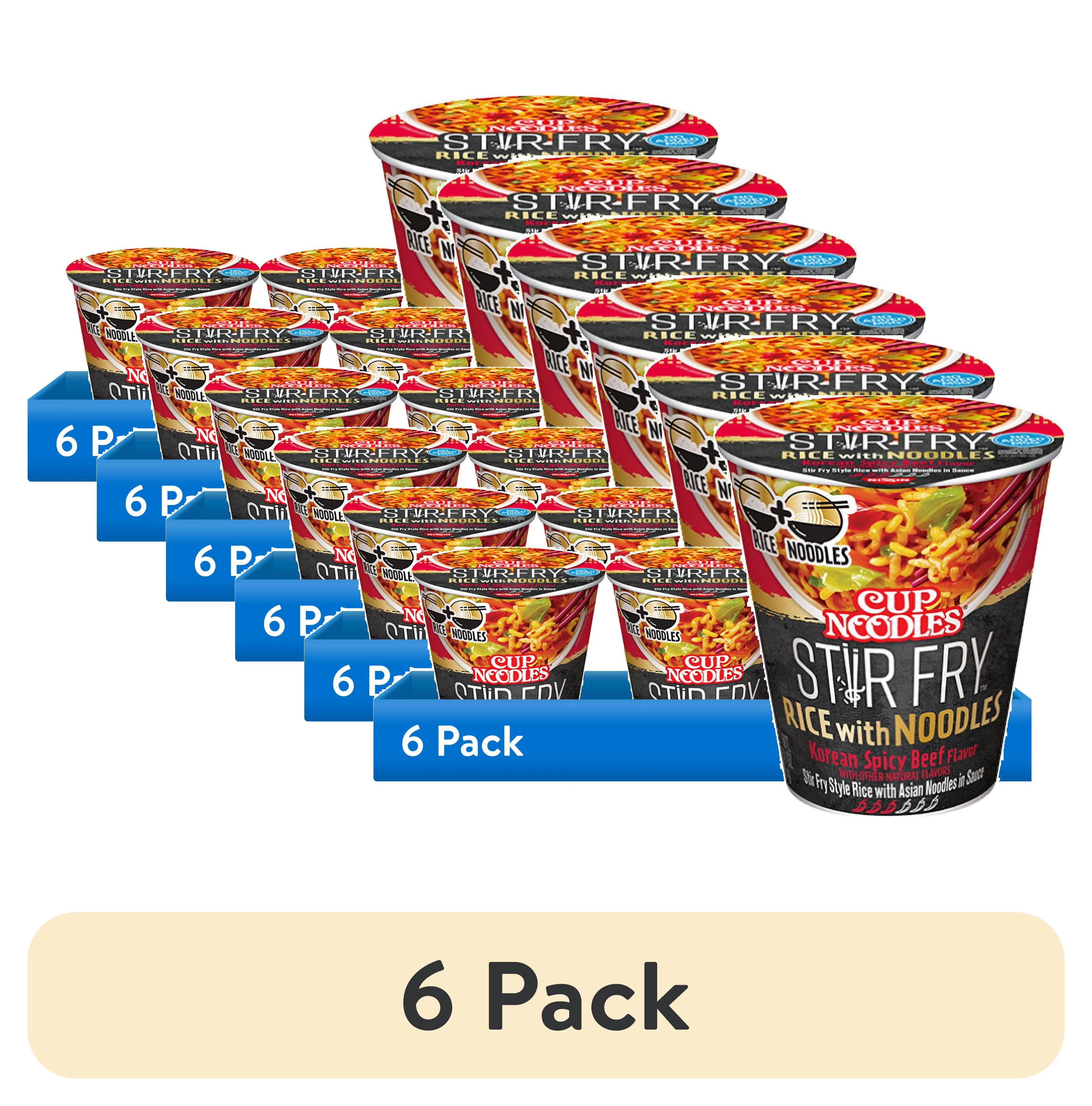 (6 pack) Nissin Foods Cup Noodles Stir Fry Rice with Noodles, Korean Spicy Beef Flavor, 2.36 oz ...