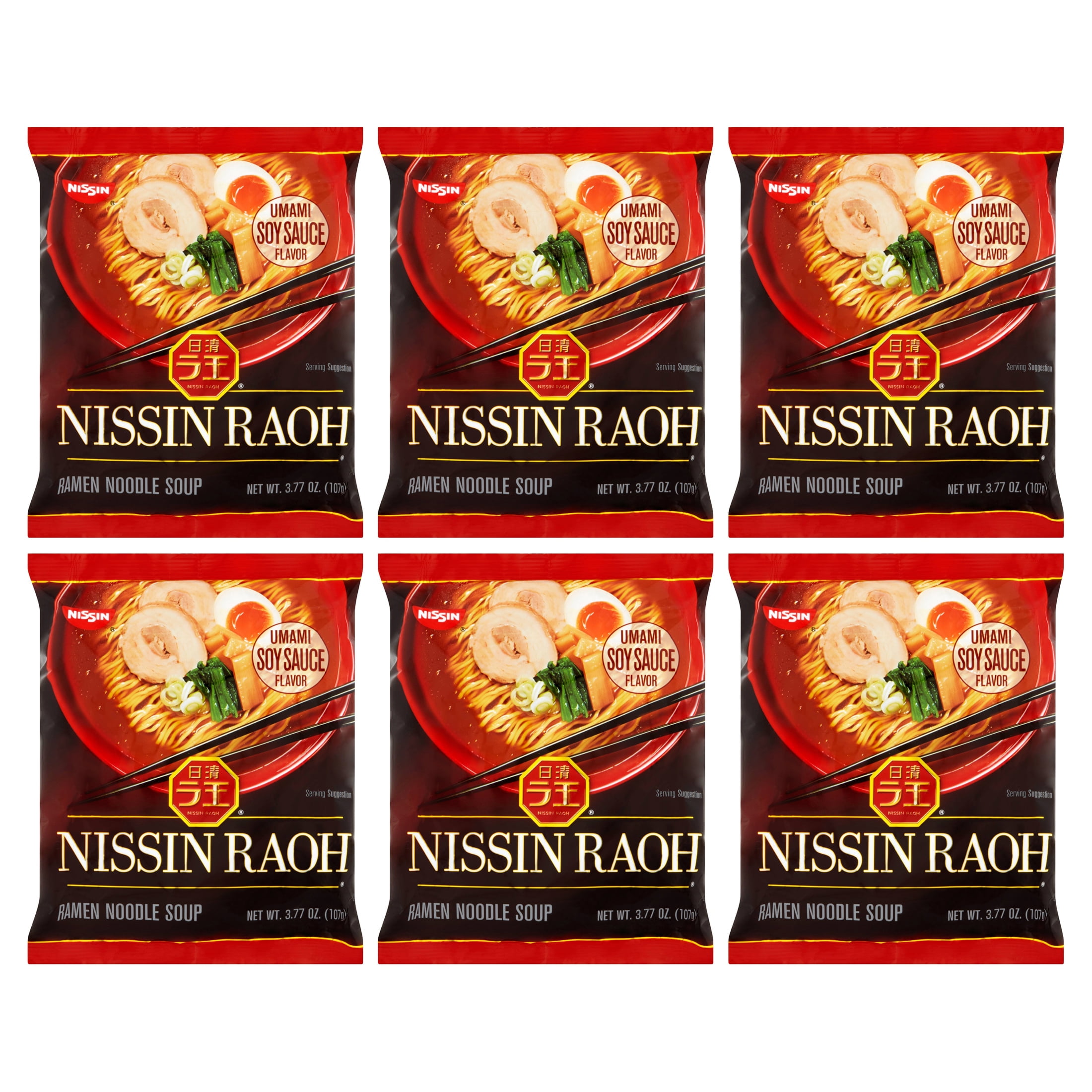 (6 pack) Nissin Foods Raoh Ramen Noodle Soup, Umami Soy Sauce Flavor, 3.77 oz Bag, Shelf-Stable ...