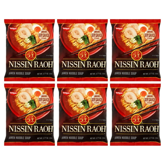 (6 pack) Nissin Foods Raoh Ramen Noodle Soup, Umami Soy Sauce Flavor, 3.77 oz Bag, Shelf-Stable ...