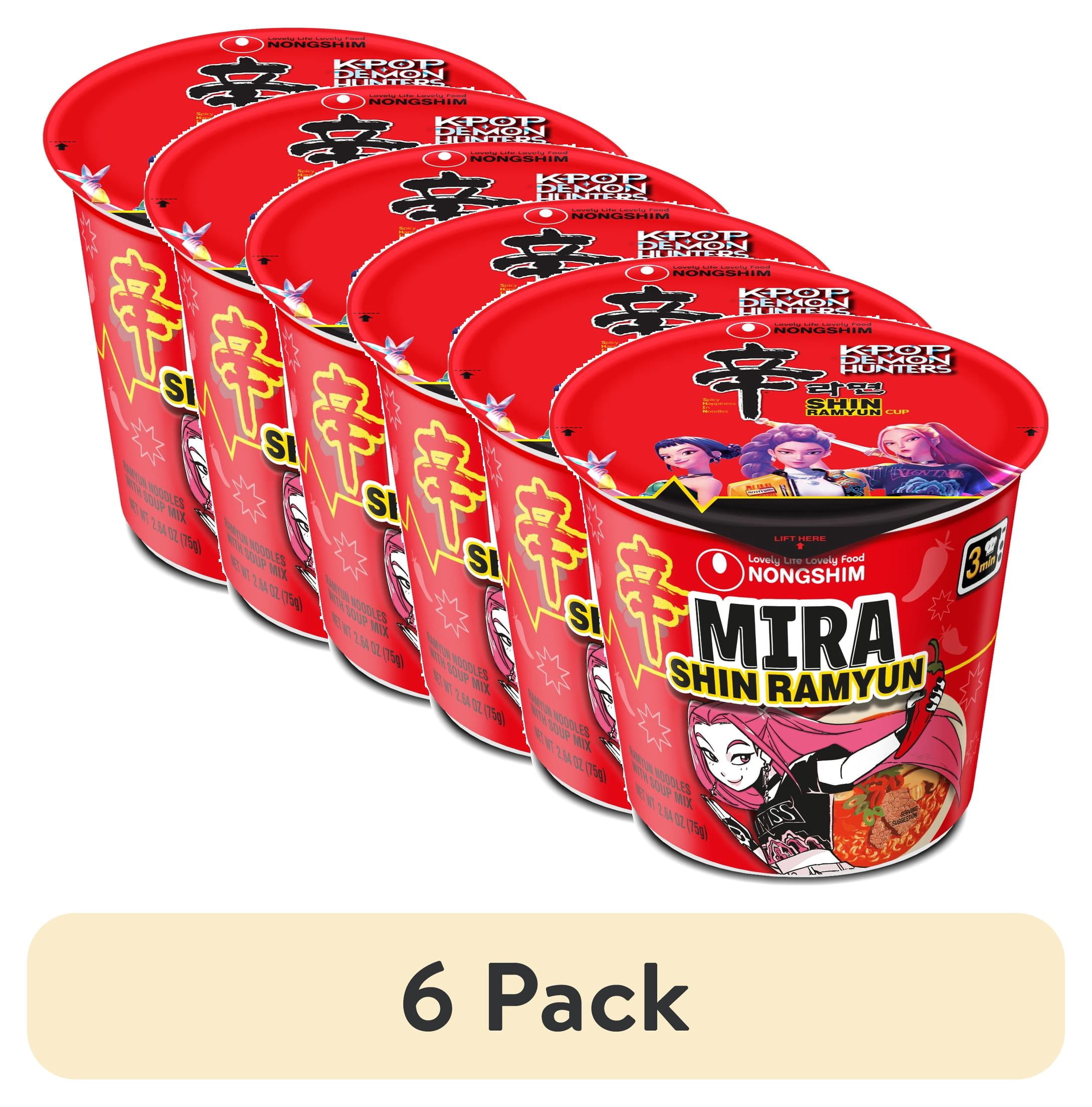 (6 pack) Nongshim K-Pop Demon Hunters Mira Shin Ramyun Spicy Beef Ramen ...