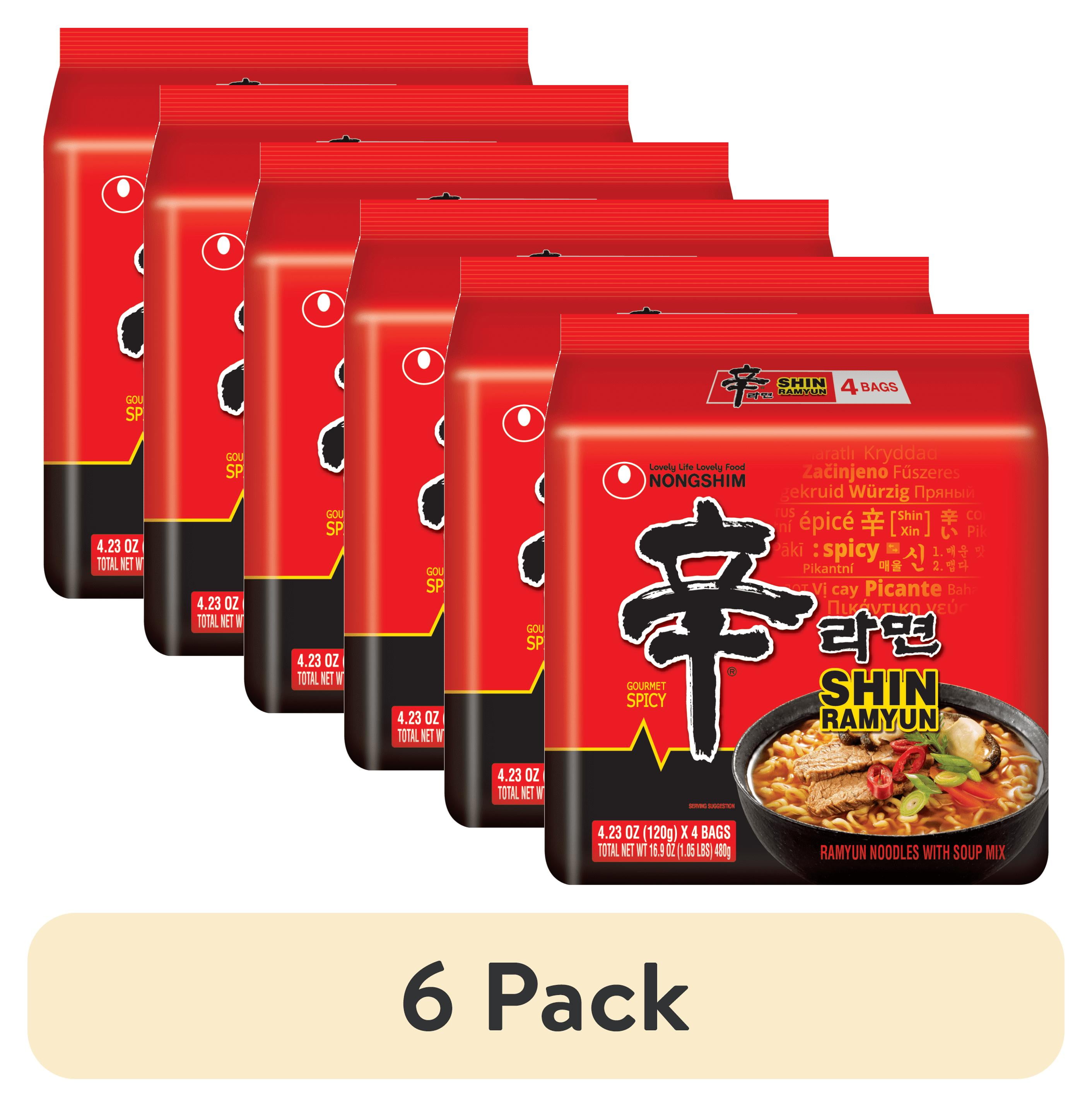 (6 pack) Nongshim Shin Ramyun Spicy Beef Ramen Noodle Soup Pack, 4.2 oz ...