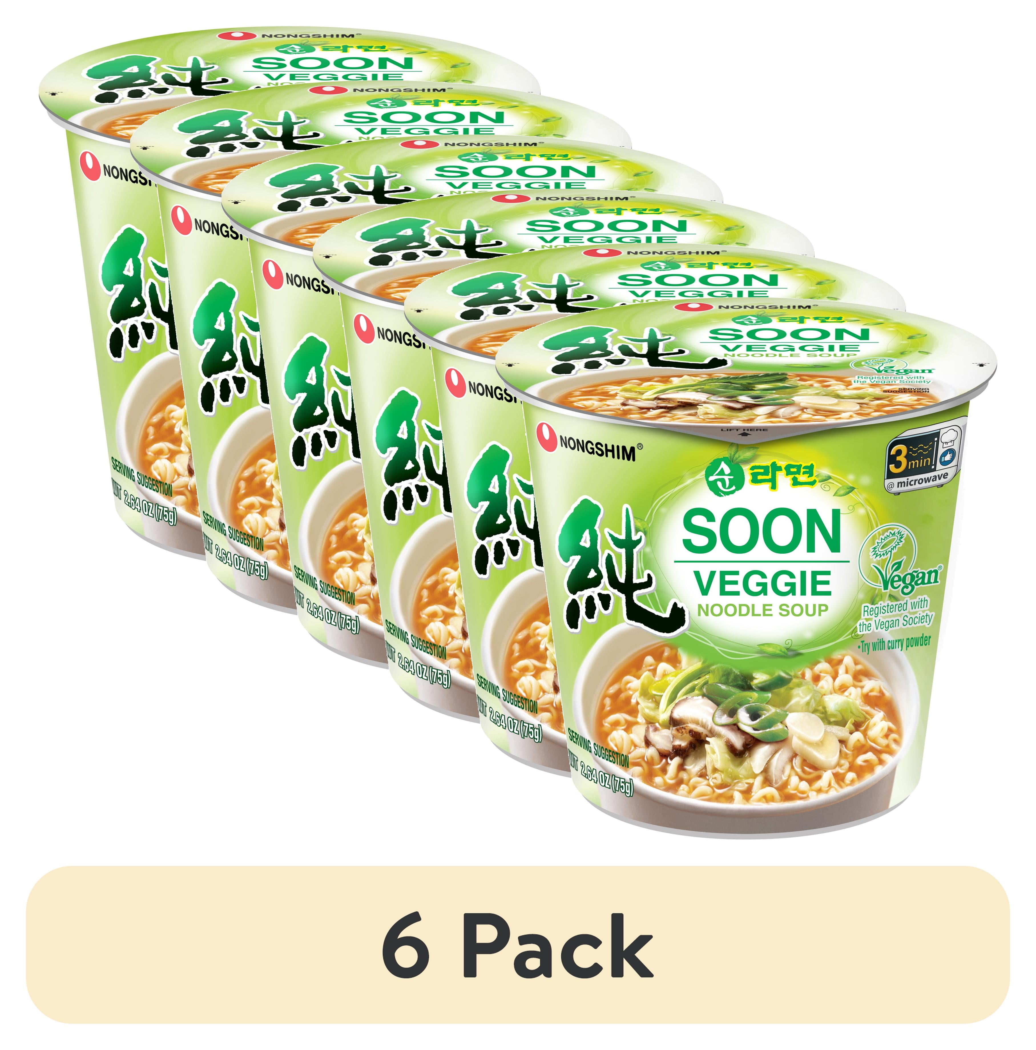 (6 pack) Nongshim Soon Veggie Savory Vegan Ramyun Ramen Noodle Soup Cup ...