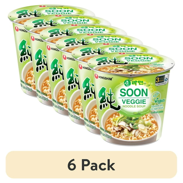 (6 pack) Nongshim Soon Veggie Savory Vegan Ramyun Ramen Noodle Soup Cup ...