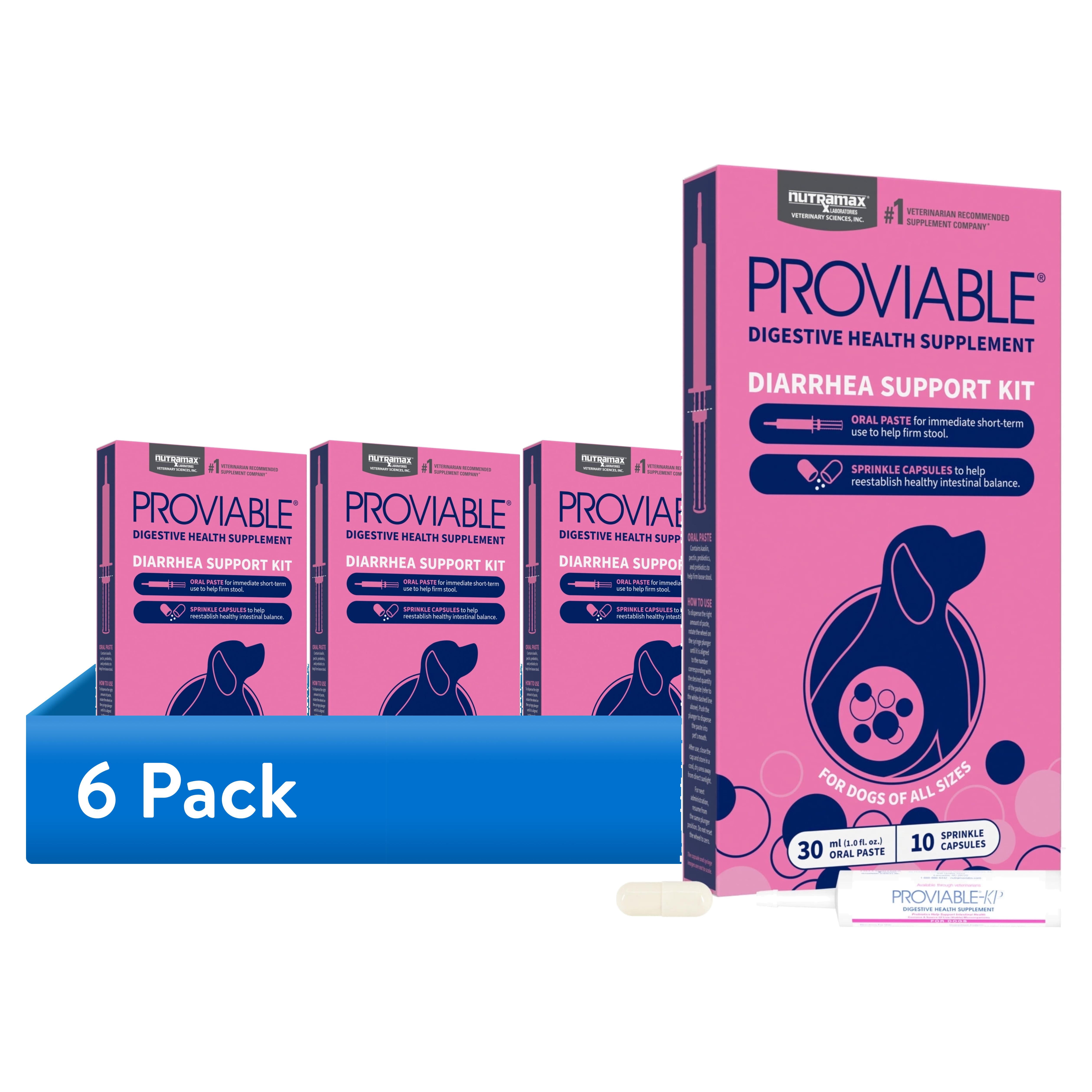 (6 pack) Nutramax Proviable Probiotics for Dogs, Diarrhea Support Kit ...