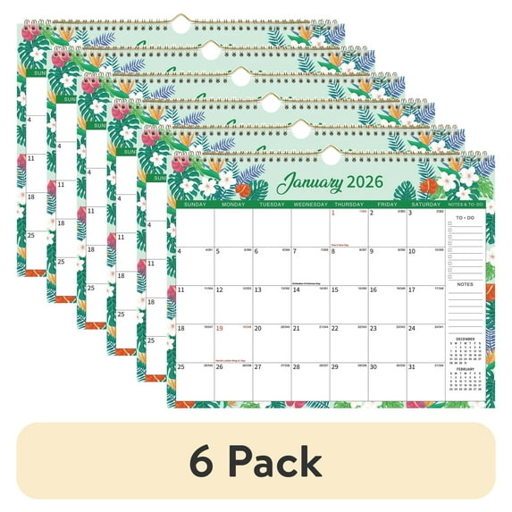 (6 pack) OMEYA 2026 Wall Calendar, Monthly Calendar From Jan. 2026 to ...