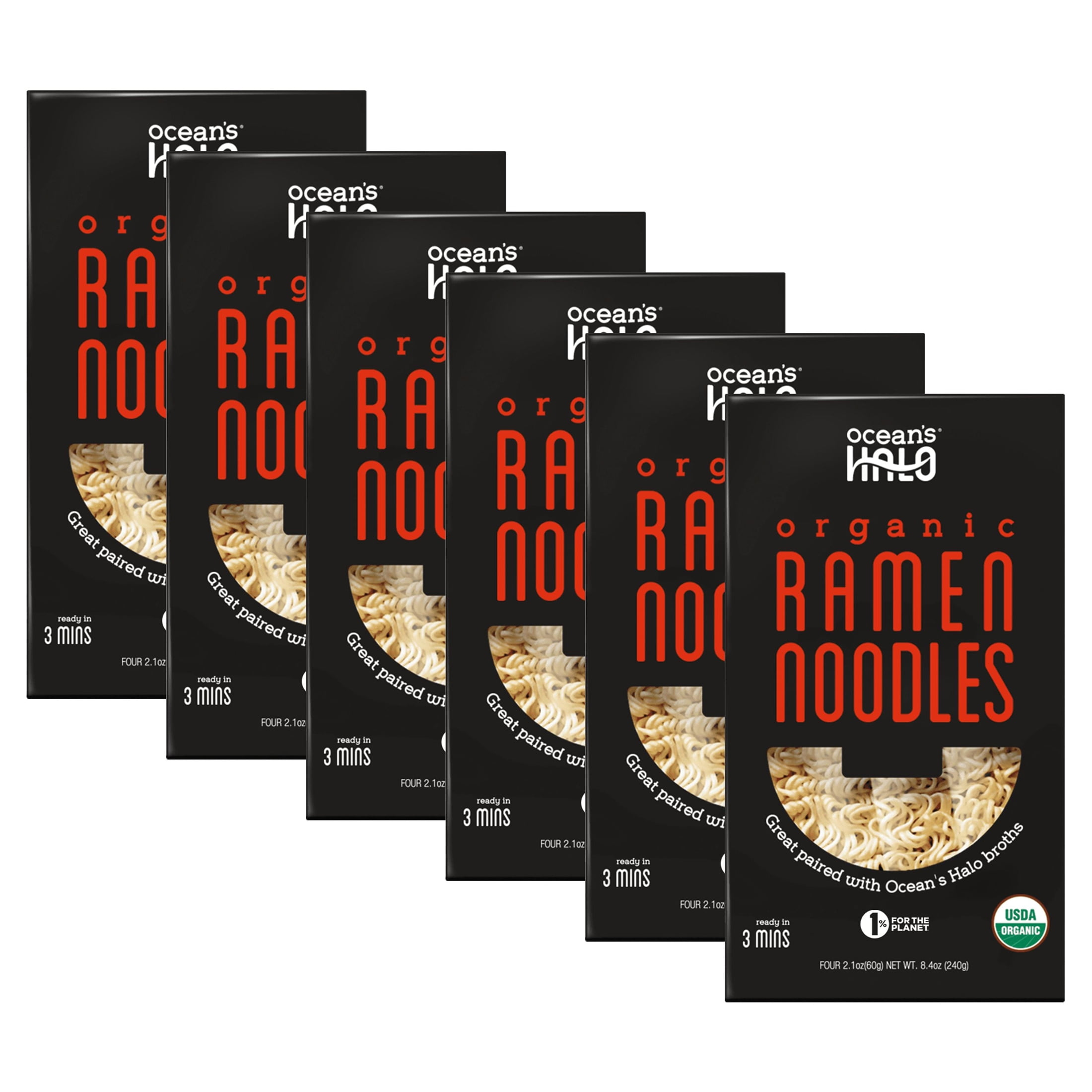 (6 pack) Ocean's Halo, Organic Ramen Noodles, Vegan, USDA Organic, Fast ...