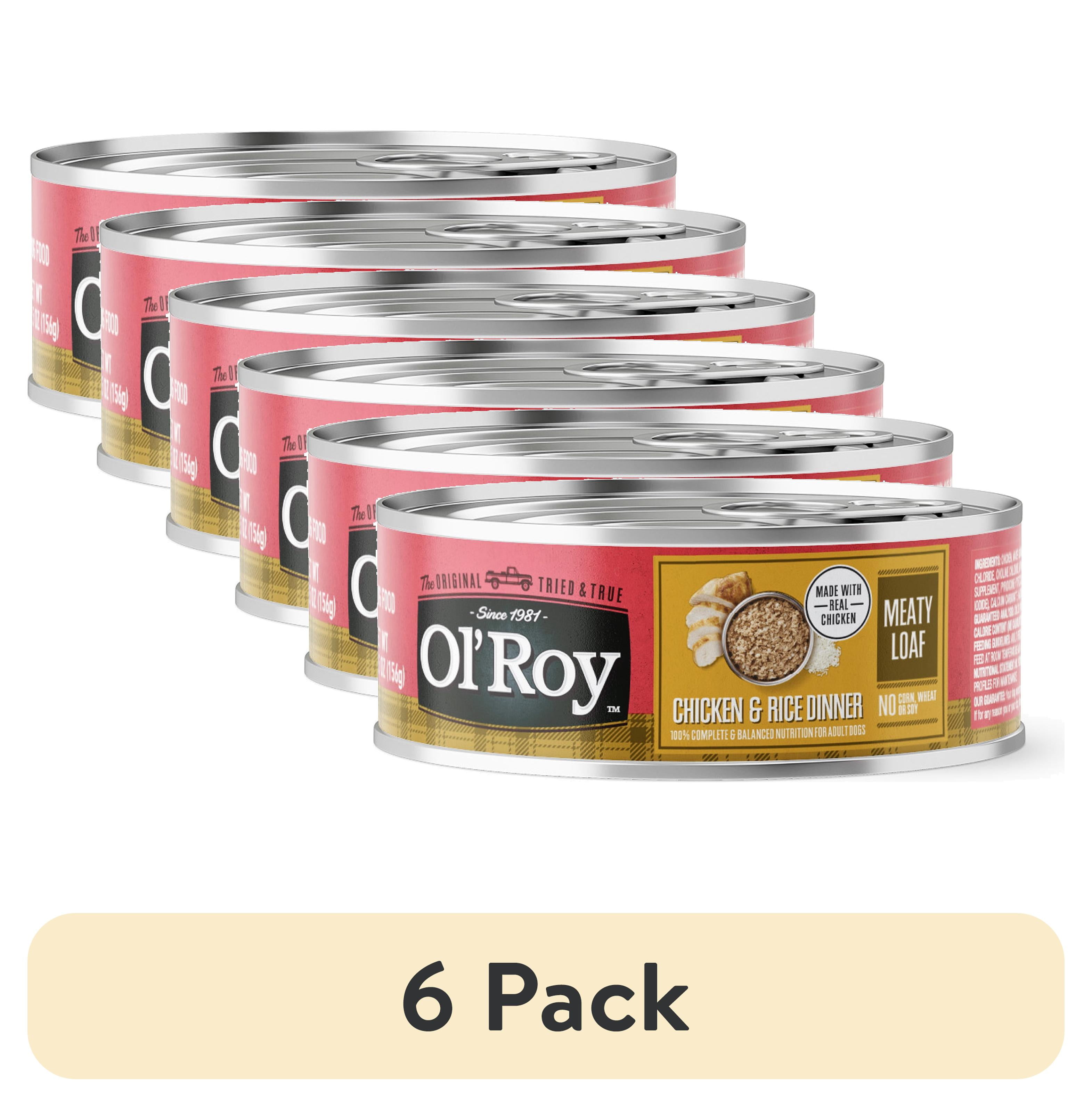 (6 pack) Ol' Roy Chicken & Rice Dinner Loaf Wet Dog Food, 5.5 oz Can ...