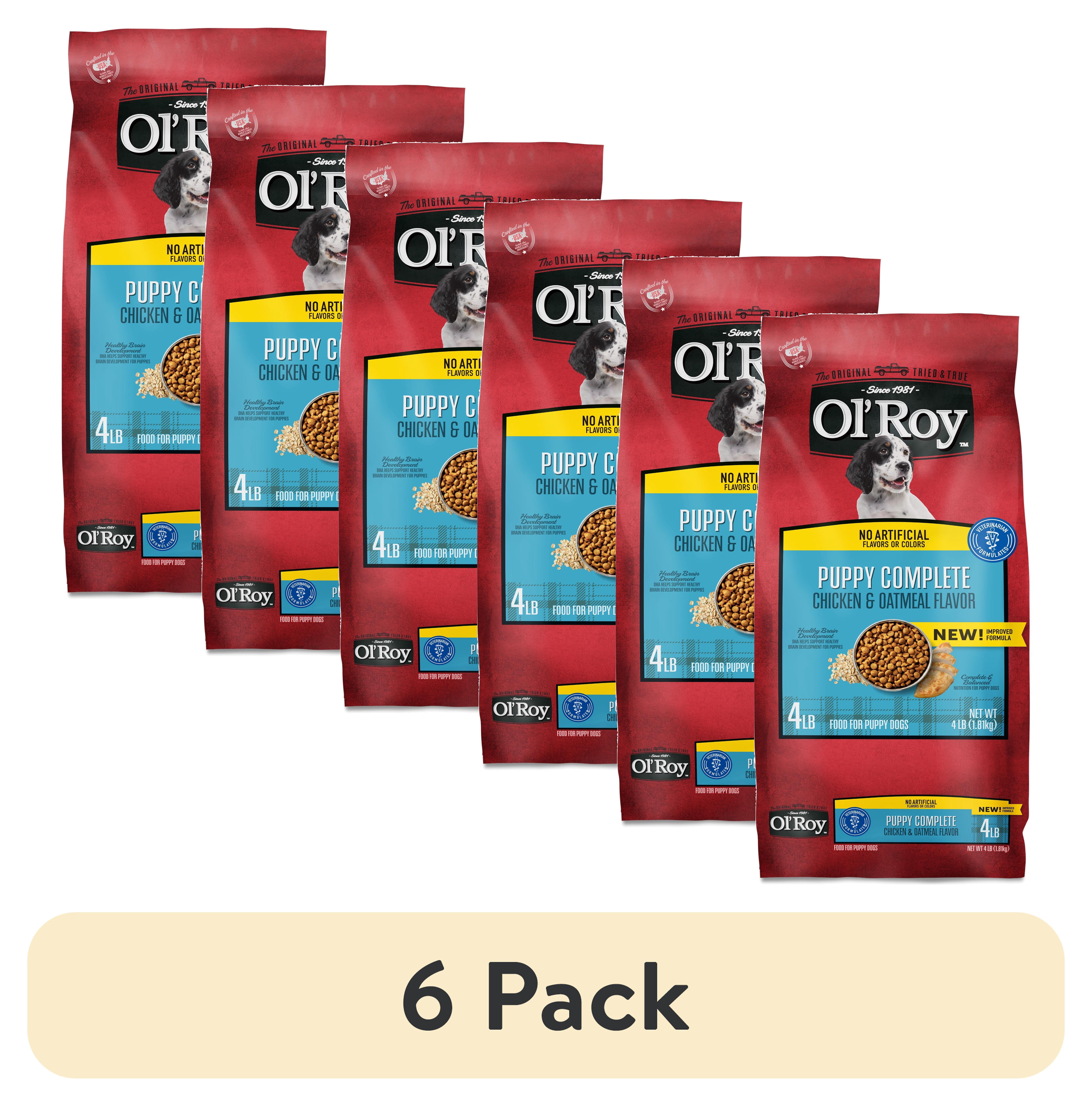 (6 pack) Ol' Roy Puppy Complete Dry Dog Food, Chicken & Oatmeal Flavor ...