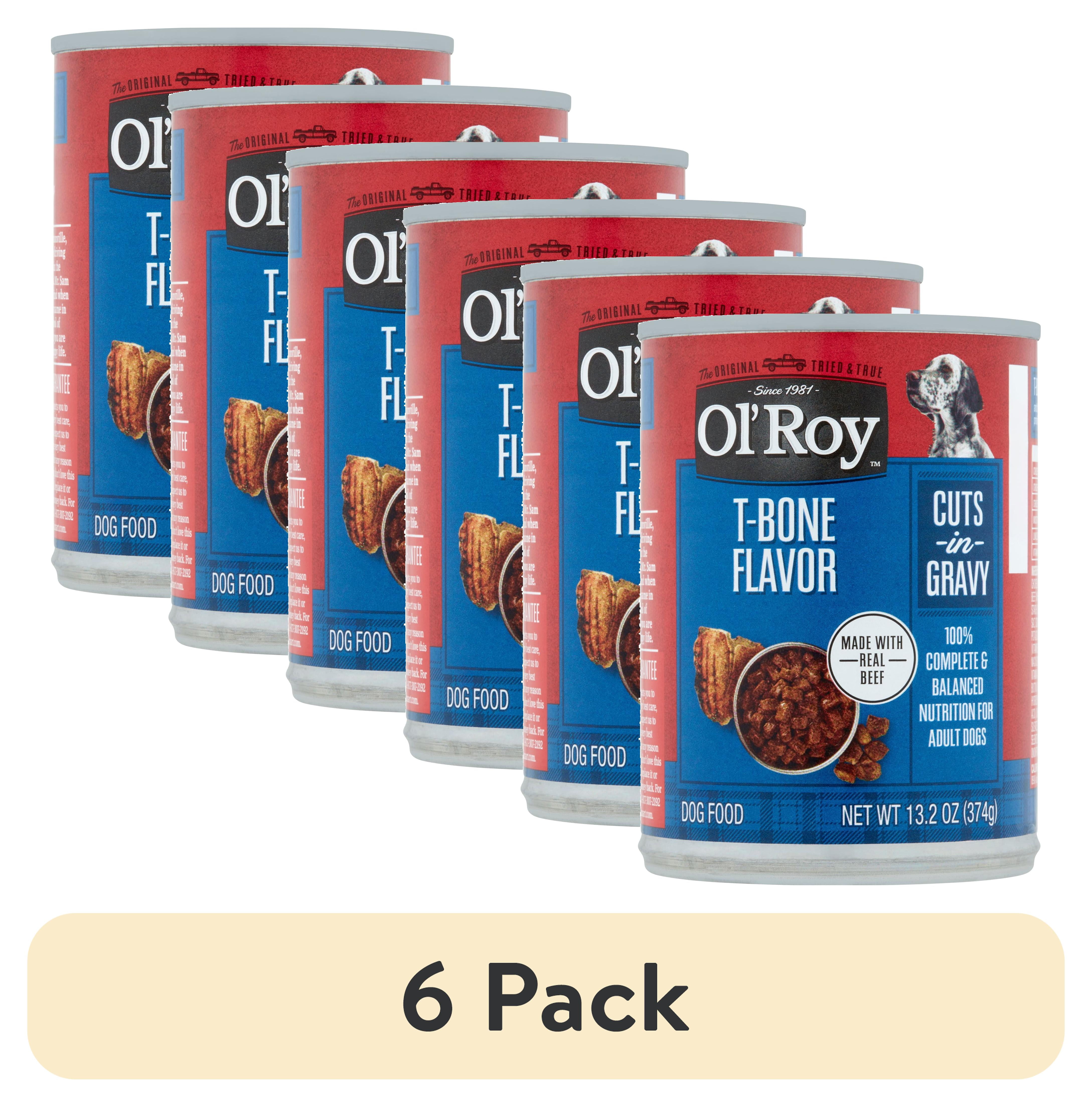 (6 pack) Ol' Roy T-Bone Flavor Cuts in Gravy Wet Dog Food, 13.2 oz Can ...