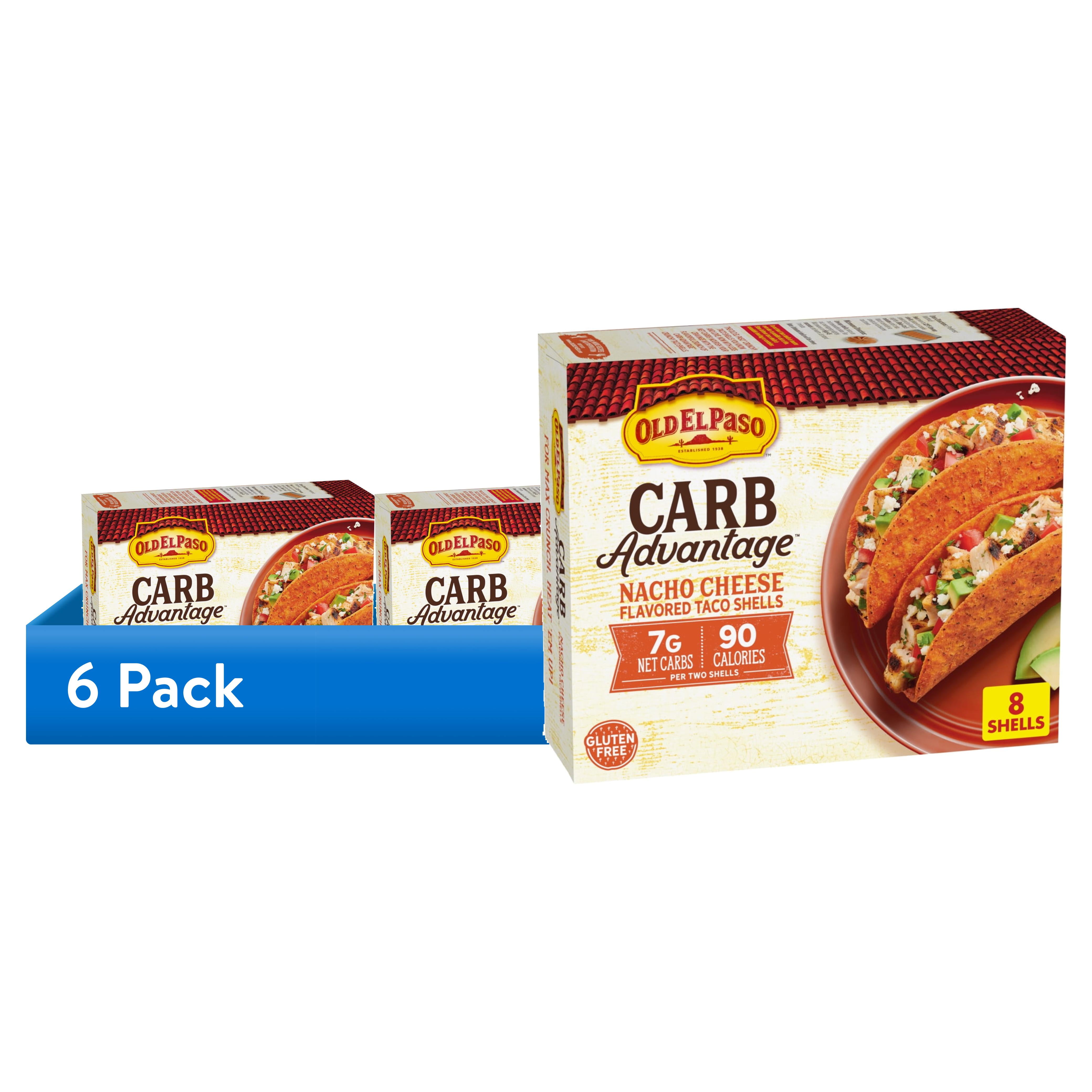 (6 pack) Old El Paso Carb Advantage Crunchy Taco Shells, Nacho Cheese ...