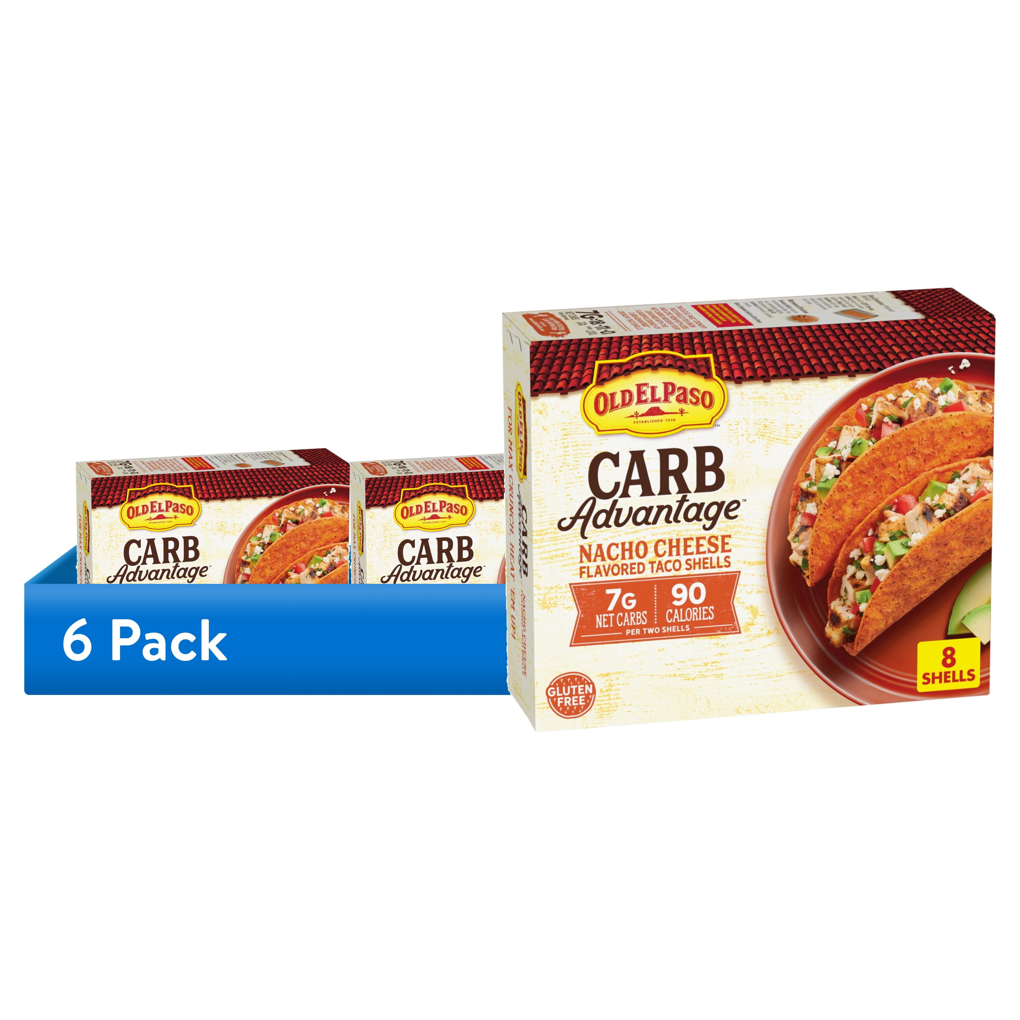 (6 pack) Old El Paso Carb Advantage Crunchy Taco Shells, Nacho Cheese ...