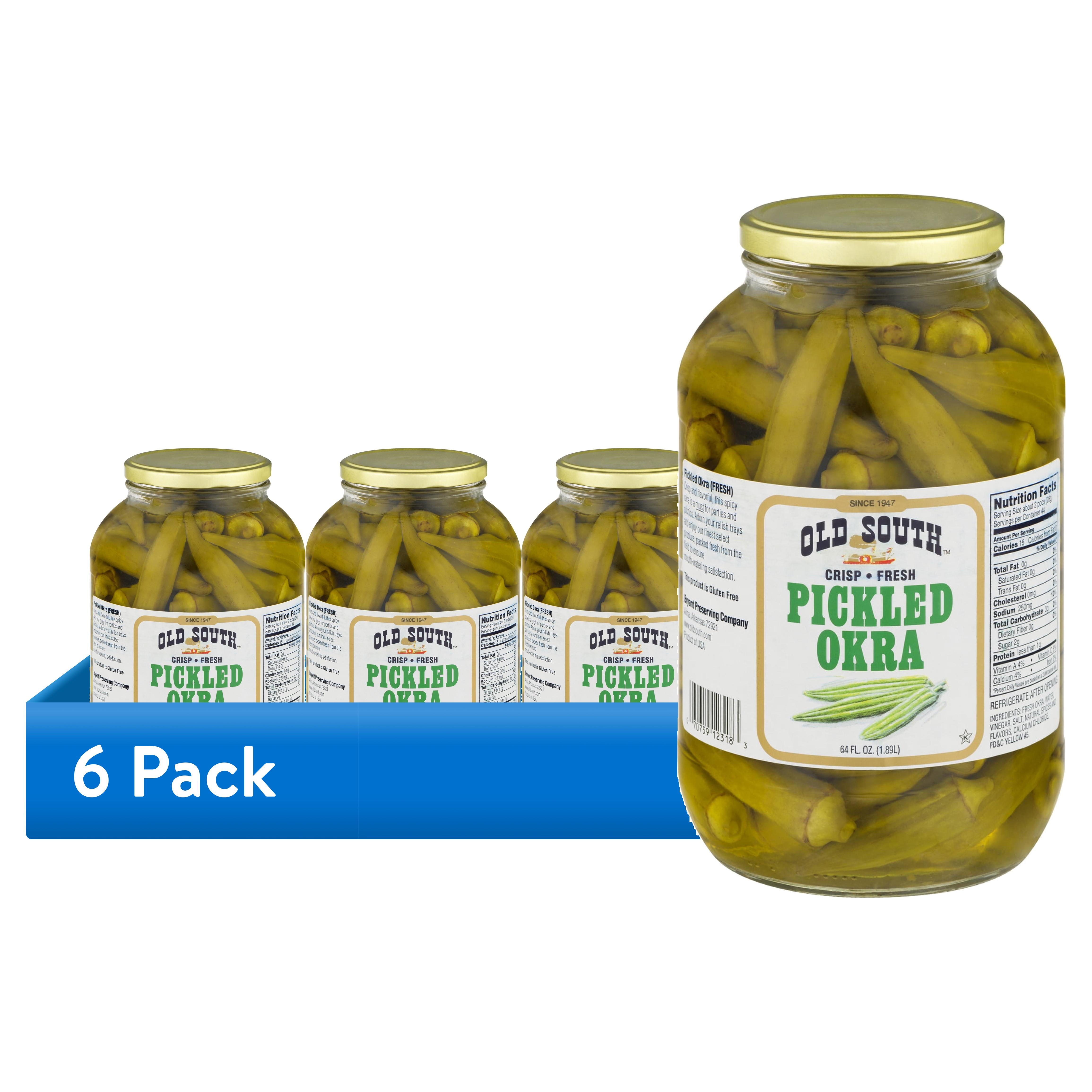 (6 pack) Old South Pickled Okra, Shelf Stable, 64 oz Jar - Walmart.com