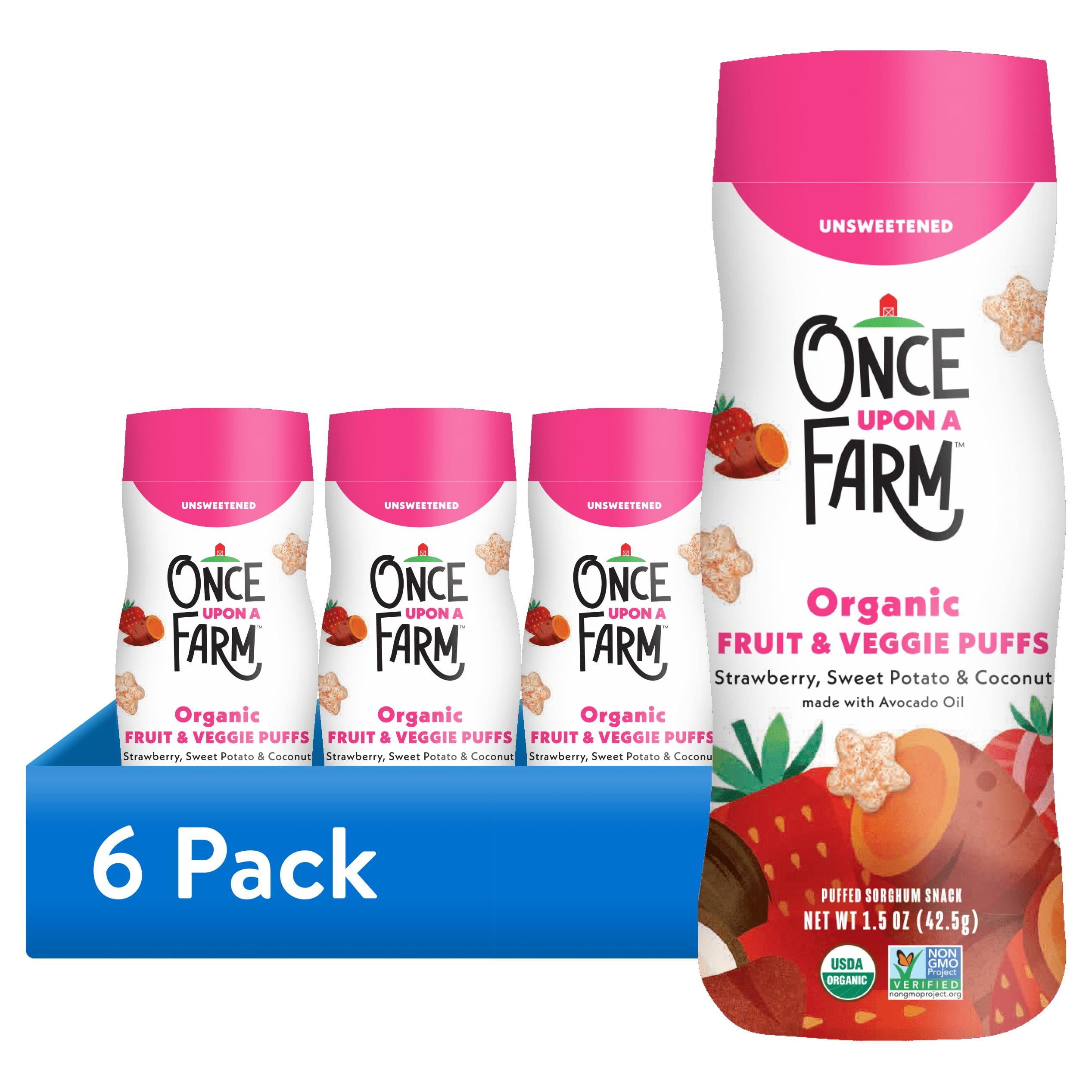 (6 pack) Once Upon a Farm Organic Baby Puffs, Strawberry, Sweet Potato ...