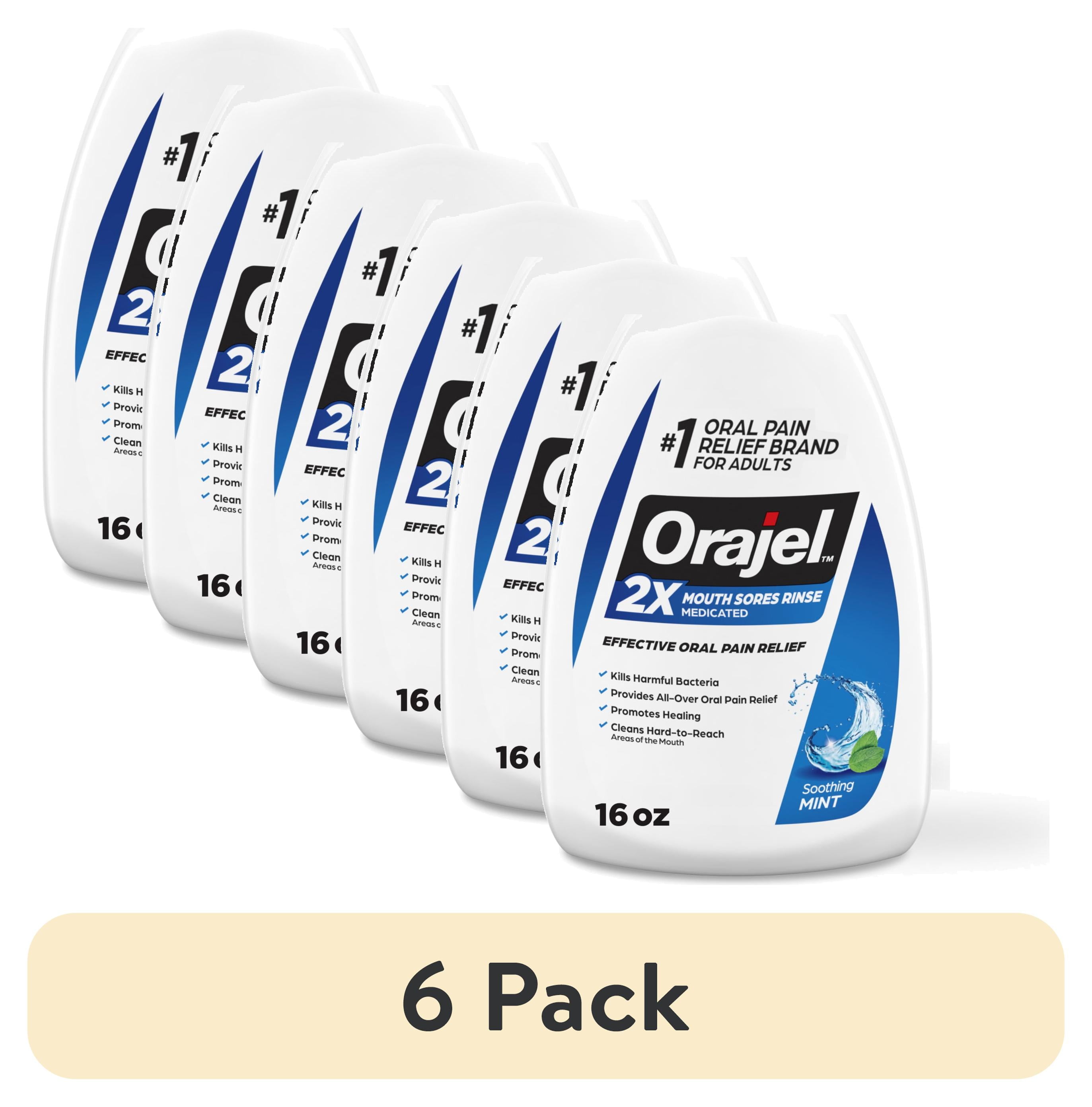 (6 pack) Orajel Antiseptic Mouth Sore Rinse for Canker Sores & Gum ...