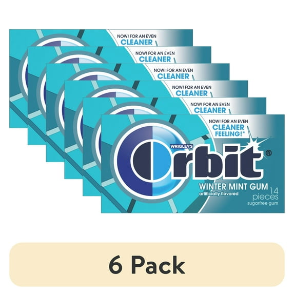 (6 pack) Orbit Gum Wintermint Sugar Free Chewing Gum, Single Pack - 14 ...
