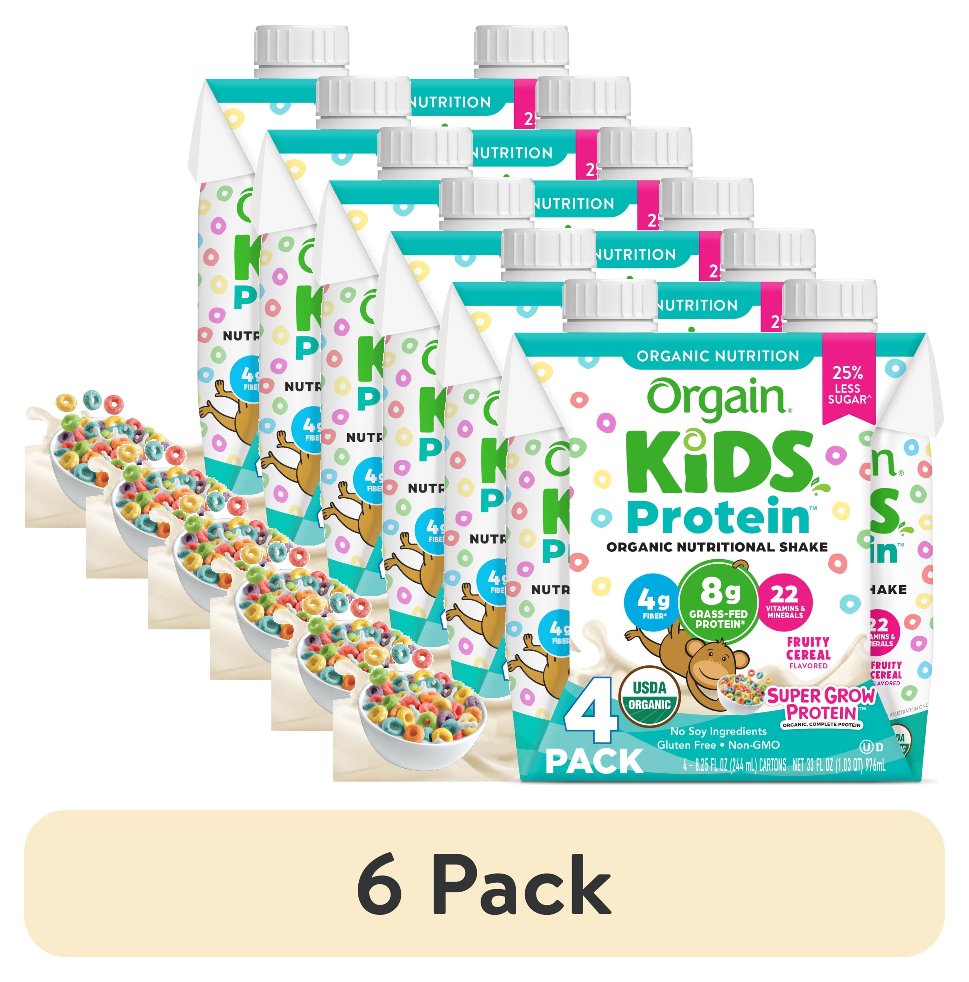 (6 pack) Orgain Organic Kids 8g Protein Nutritional Shake Drink, Fruity ...