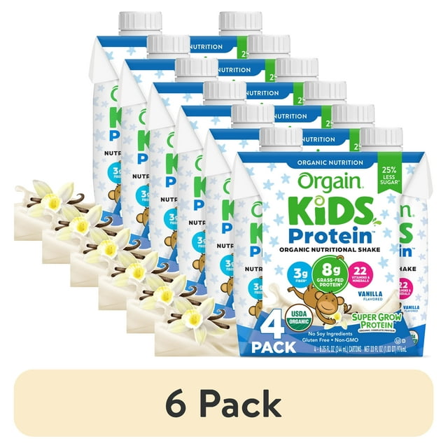 (6 pack) Orgain Organic Kids 8g Protein Nutritional Shake Drink ...