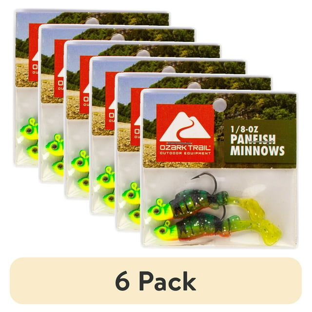 (6 pack) Ozark Trail 1/8 Ounce Firetiger Rigged Panfish Minnow Fishing ...