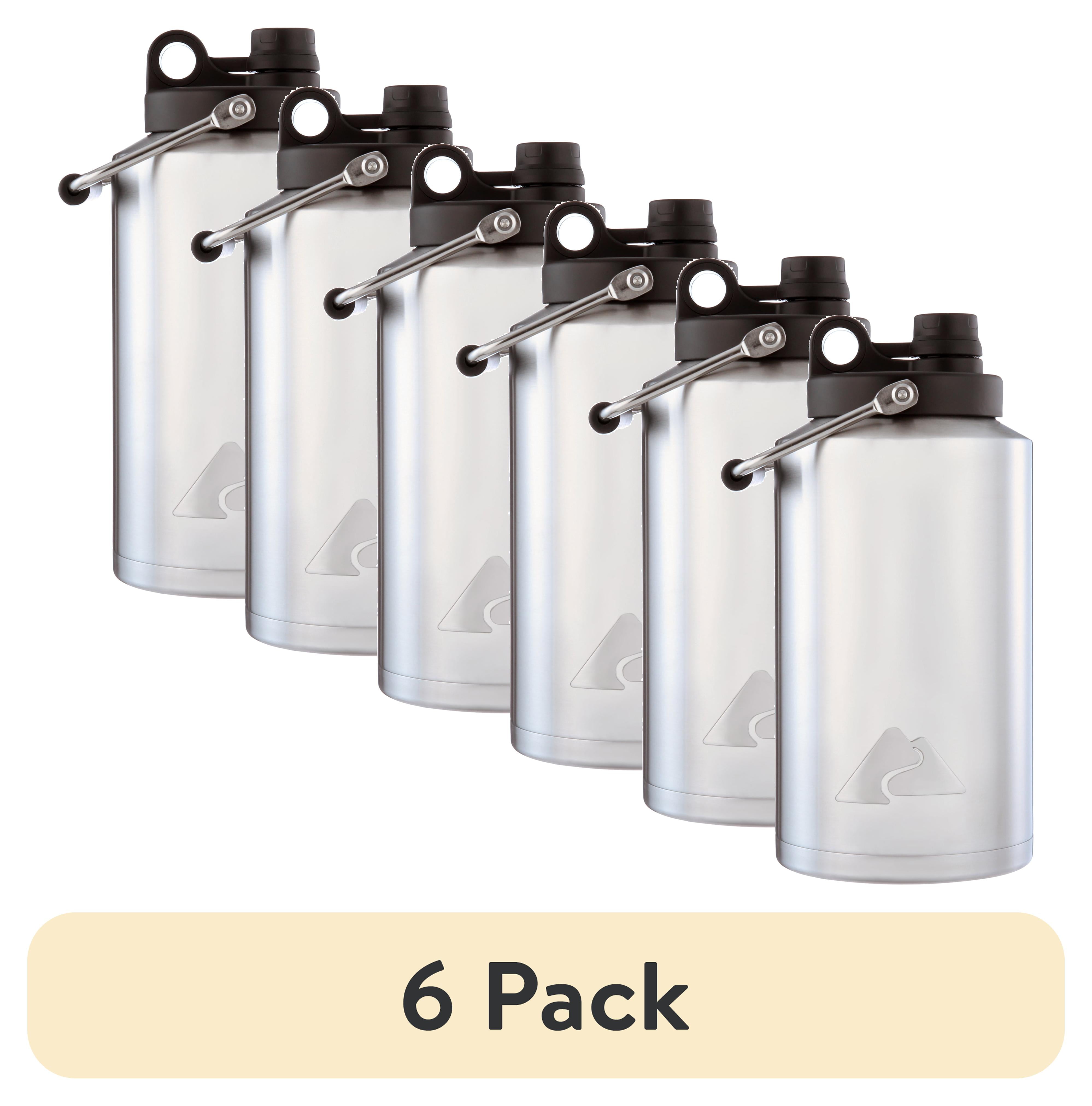 (6 pack) Ozark Trail 1 Gallon Insulated Stainless-Steel Water Jug, Silver - Walmart.com