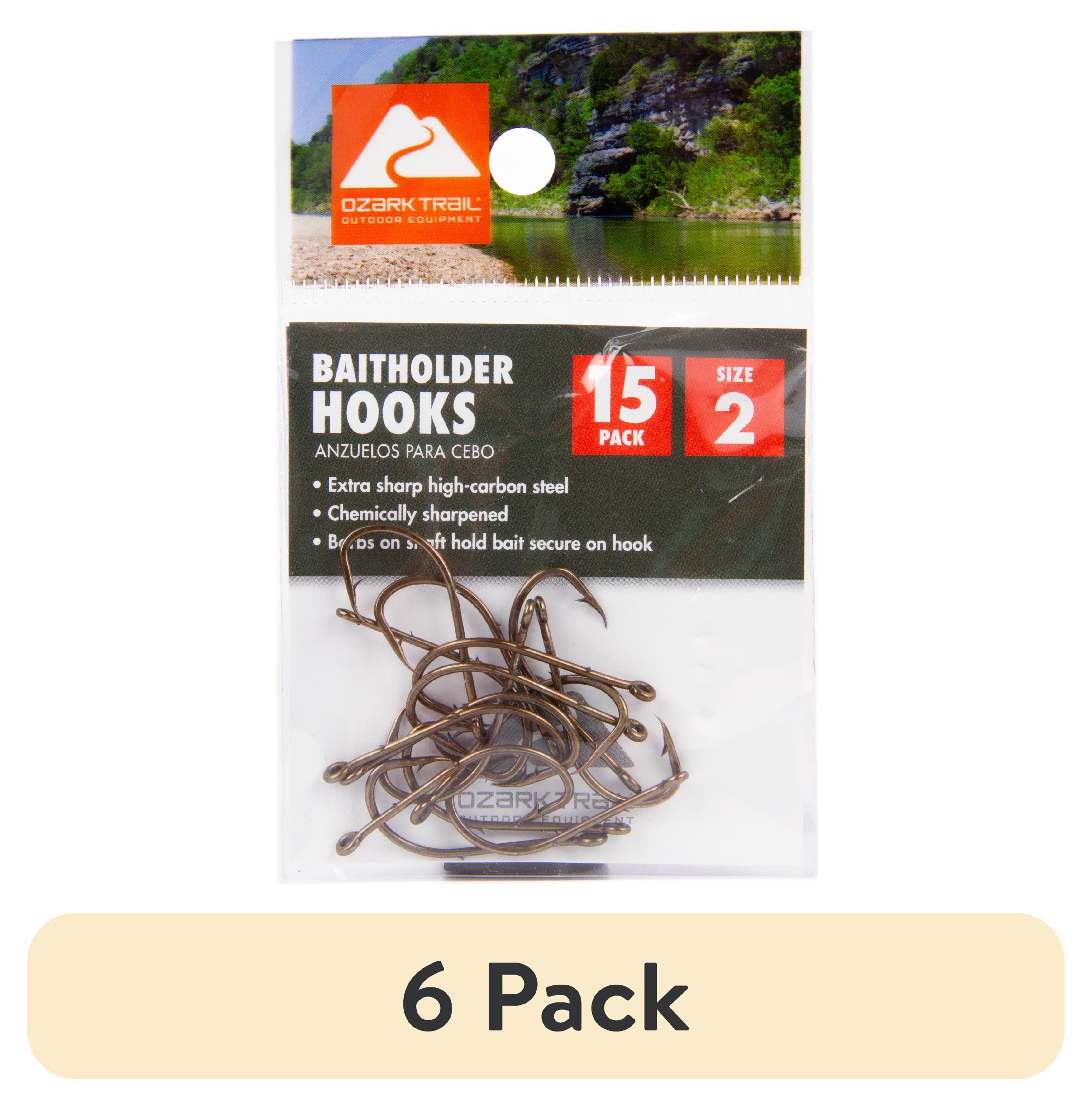 (6 pack) Ozark Trail Bronze Baitholder Light Wire Fishing Hooks Size 2 ...