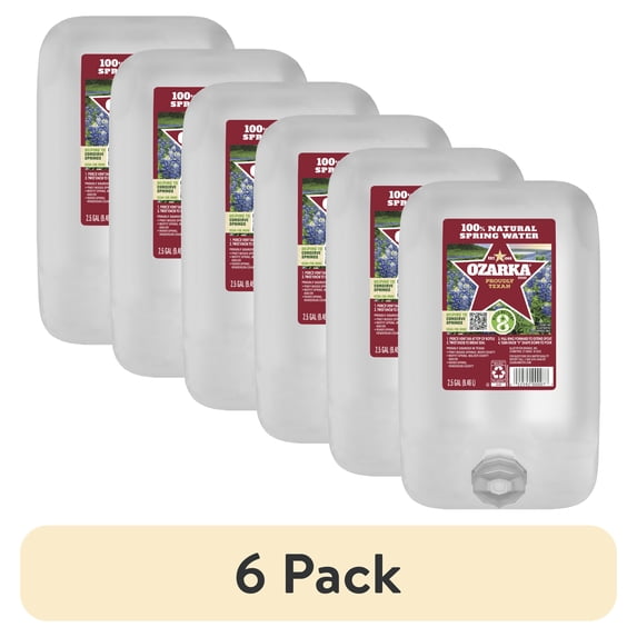 (6 pack) Ozarka Texas Spring Water, 2.5 gal, Single Plastic Jug ...