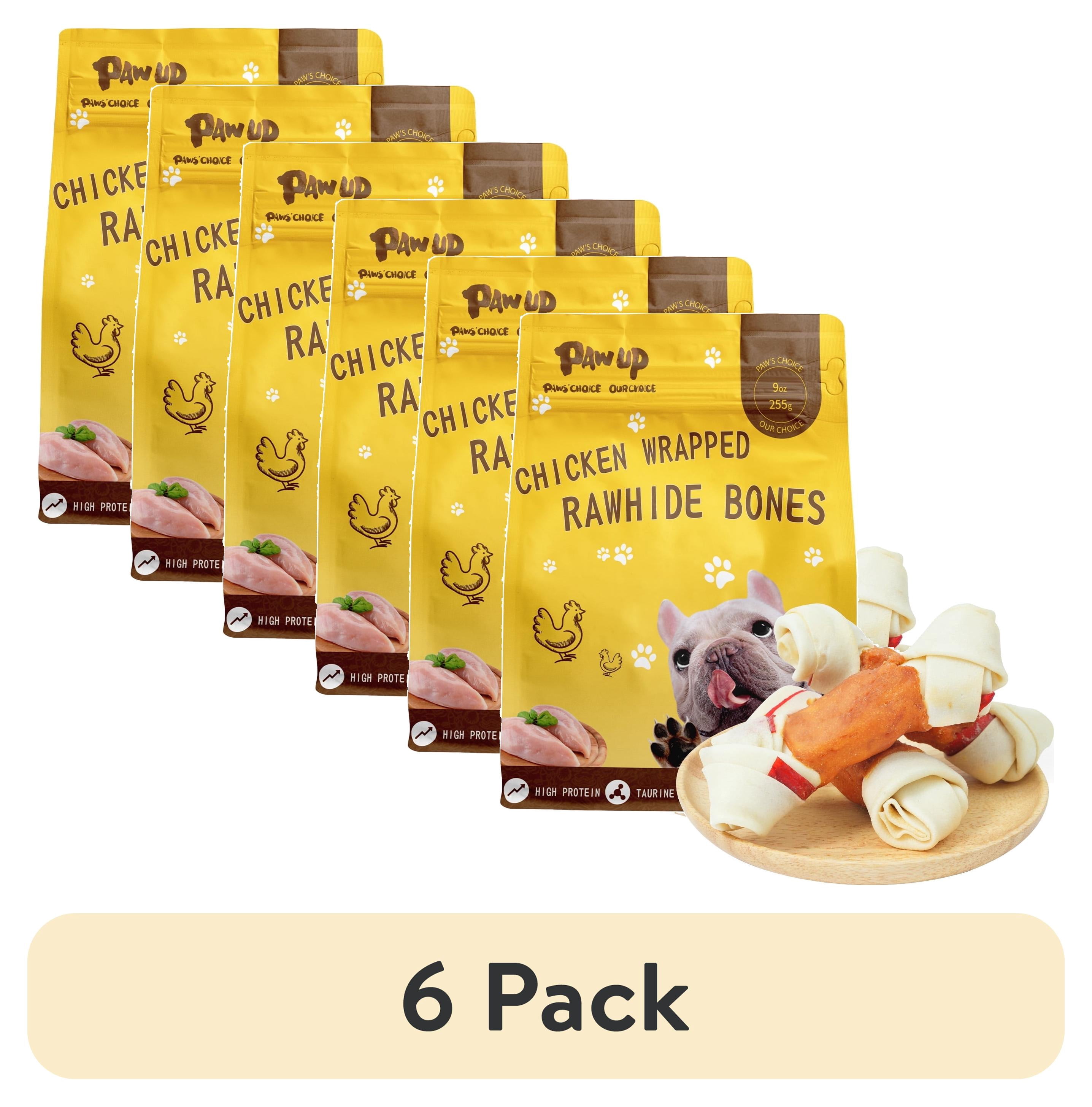 (6 pack) PAWUP Dog Treats Rawhide Bones with Chicken, Long-Lasting ...
