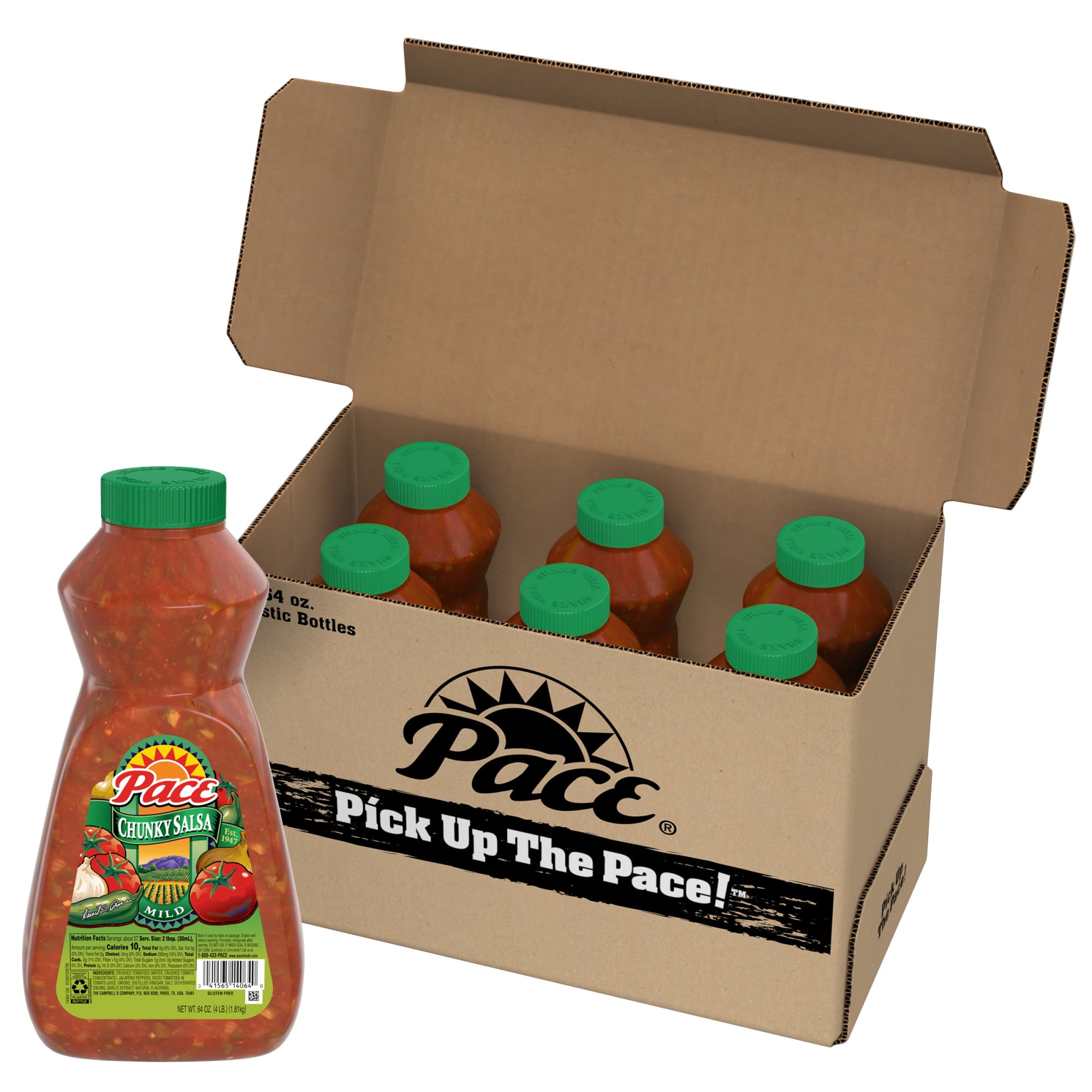 (6 pack) Pace Chunky Mild Salsa, 64 oz Bottle - Walmart.com