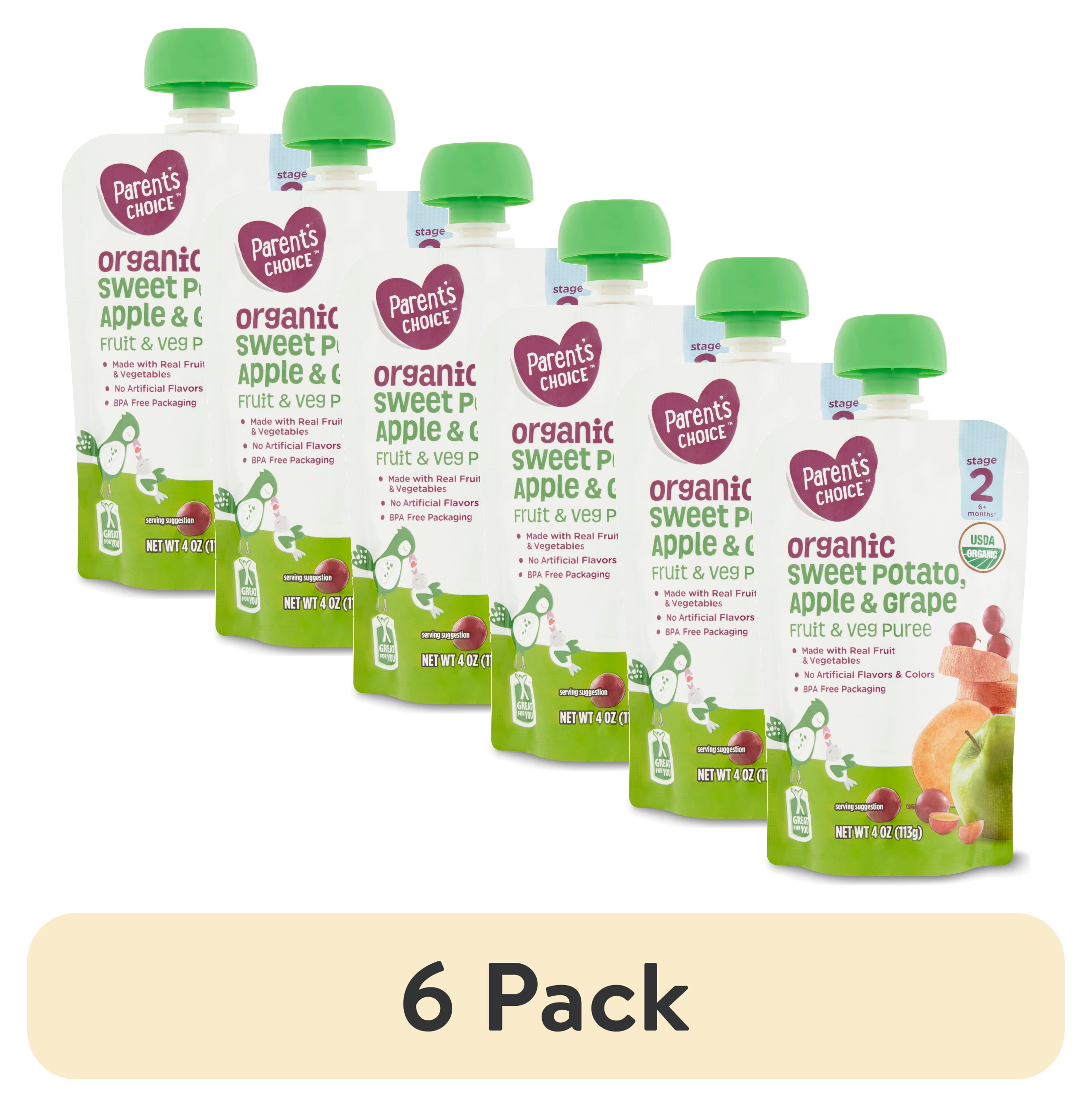 (6 pack) Parent's Choice Organic Sweet Potato, Apple & Grape Fruit ...