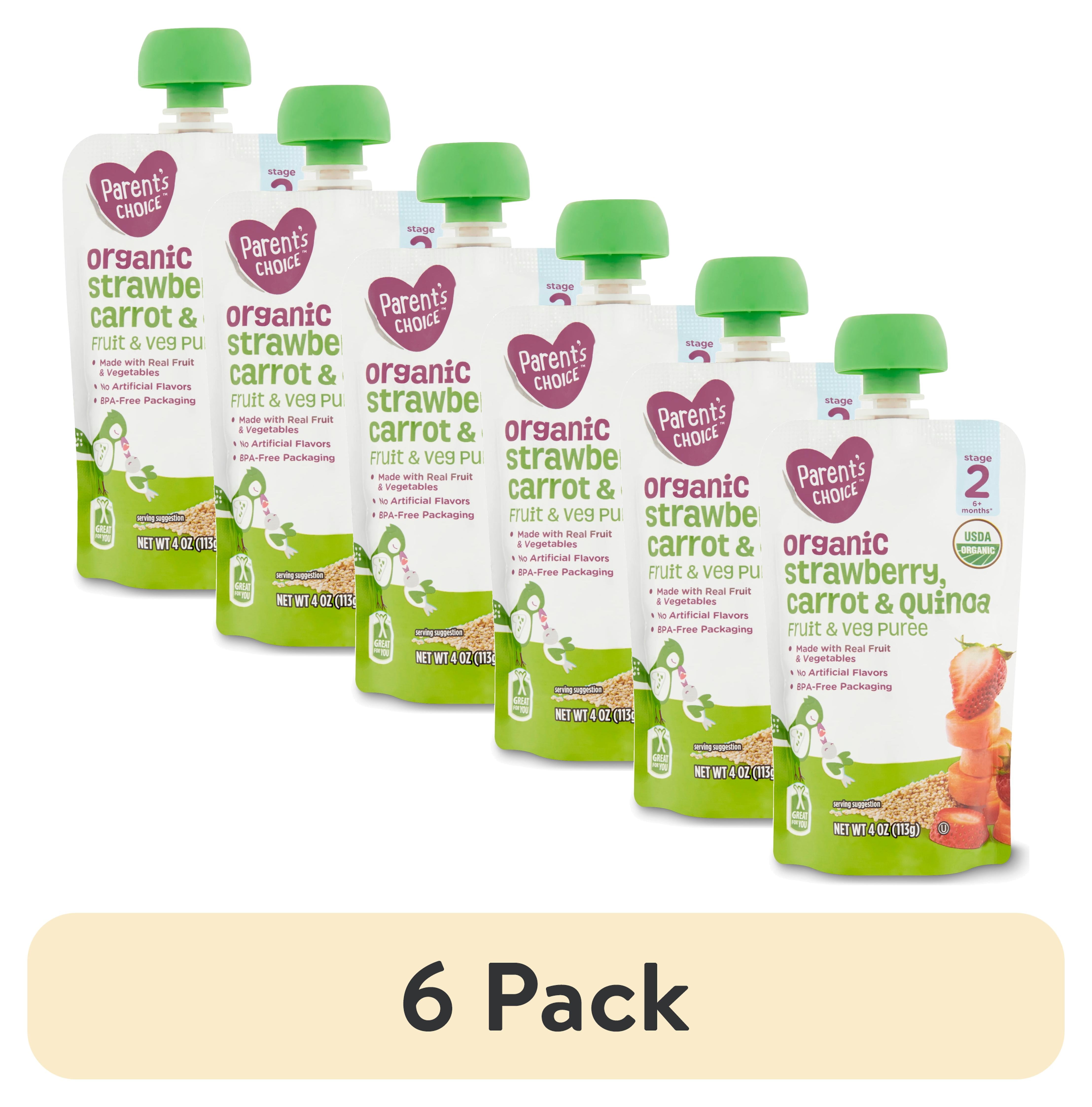 (6 pack) Parent's Choice Organic Strawberry, Carrot & Quinoa Fruit ...