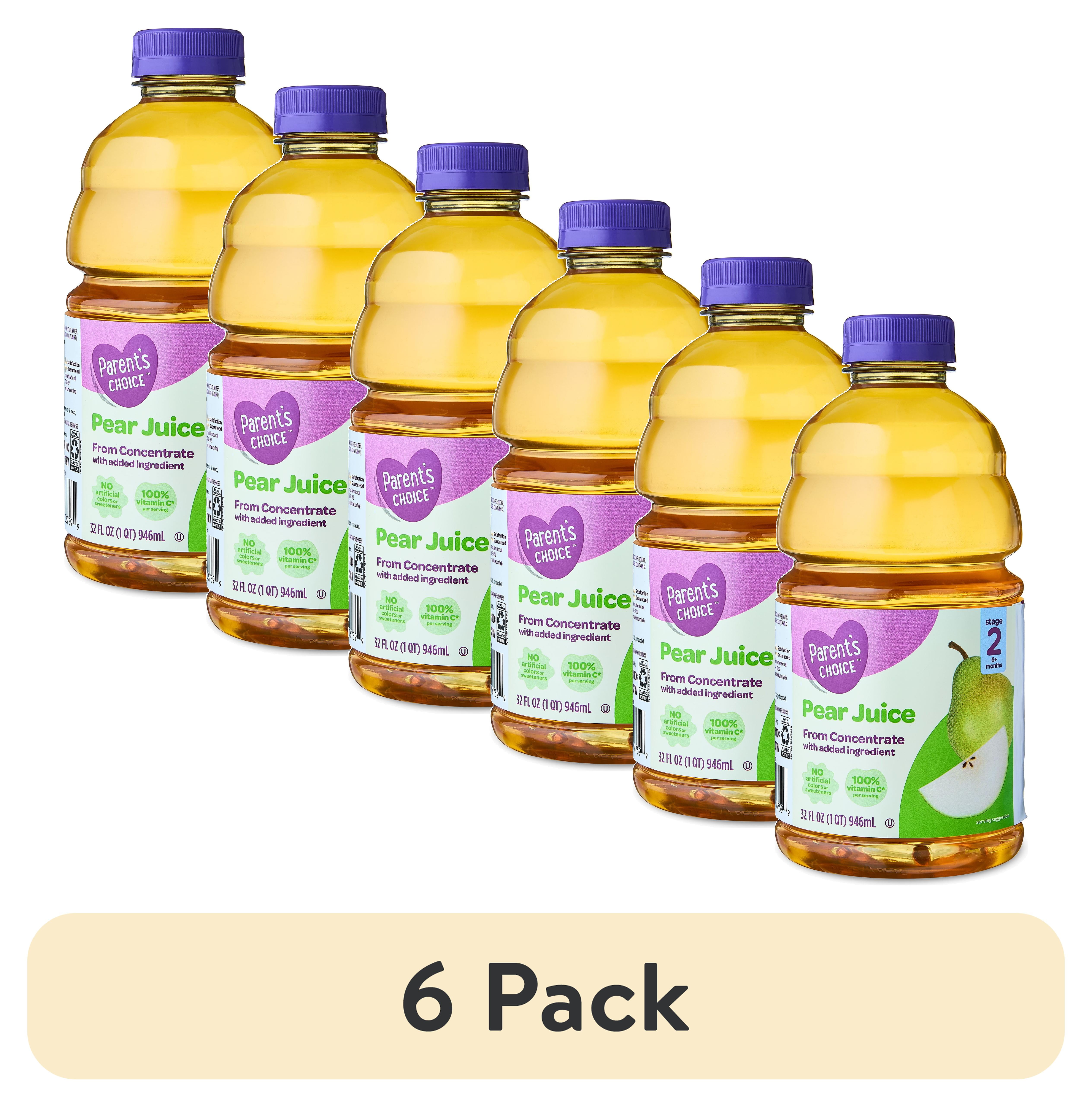 (6 pack) Parent's Choice Pear Juice from Concentrate, Stage 2, 32 fl oz ...