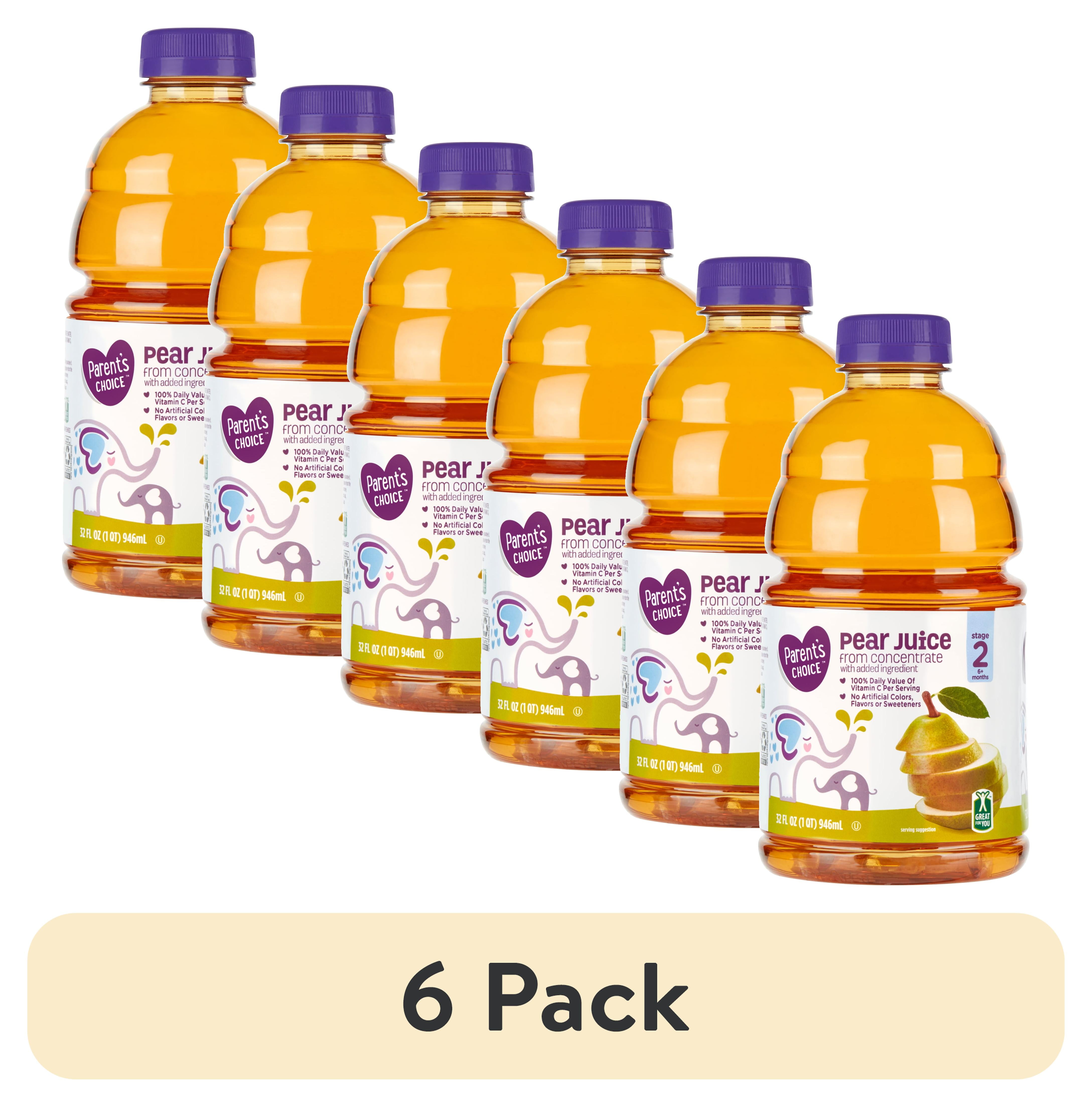 (6 pack) Parent's Choice Pear Juice from Concentrate, Stage 2, 32 fl oz ...