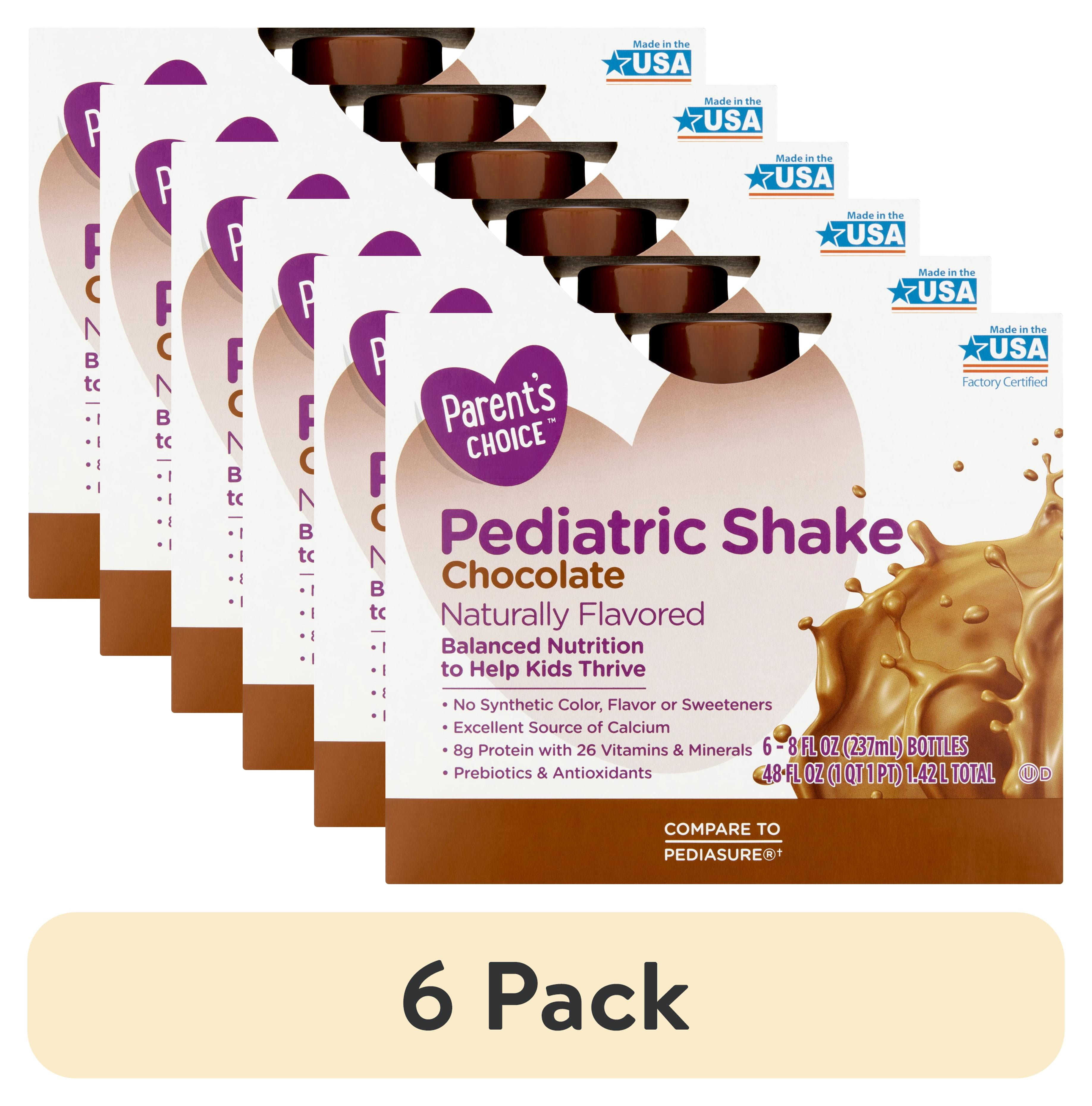 (6 pack) Parent's Choice Pediatric Shake, Chocolate, 8 oz Bottle, 6 ...