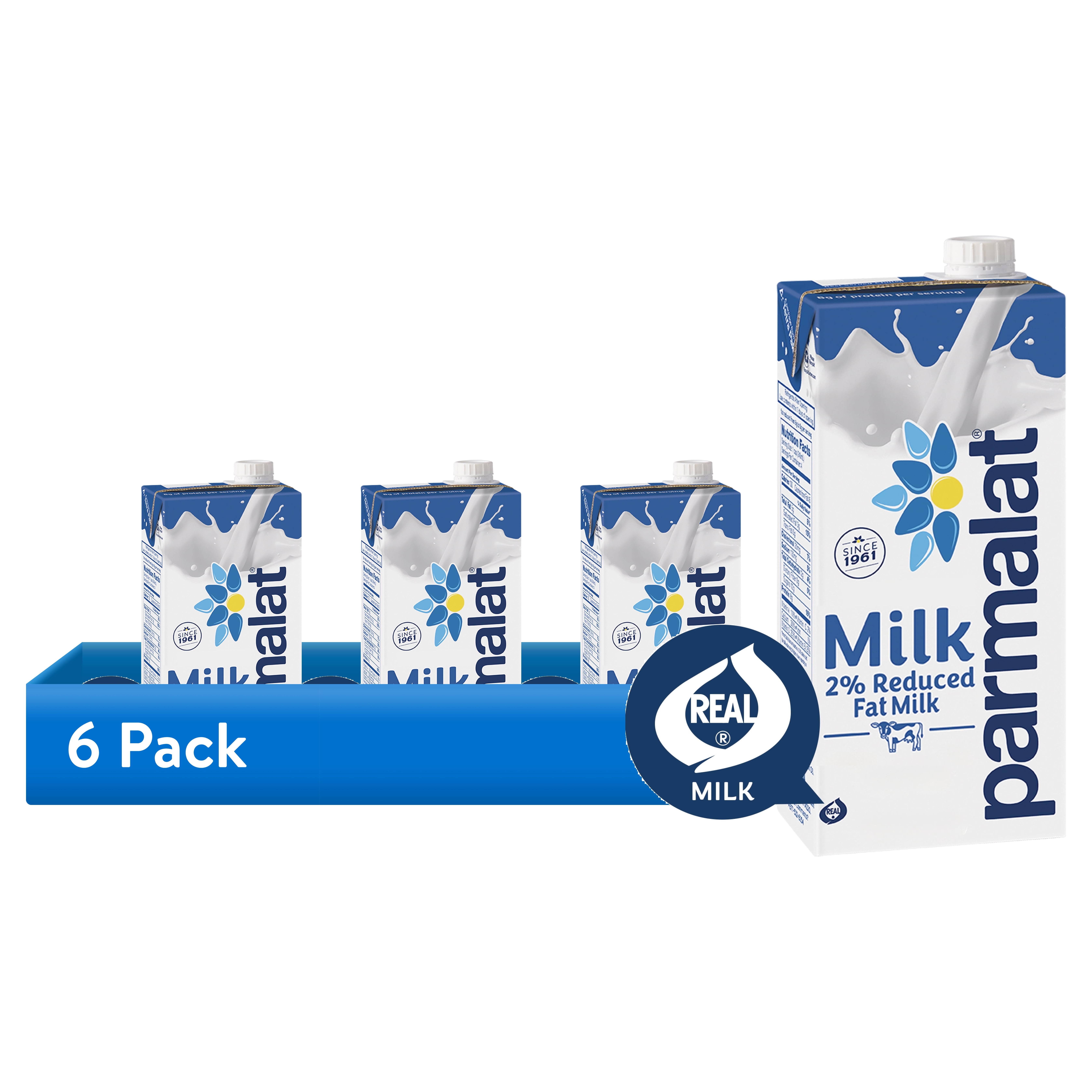 (6 pack) Parmalat 2% Reduced Fat Milk, 32 fl oz (Shelf-Stable ...
