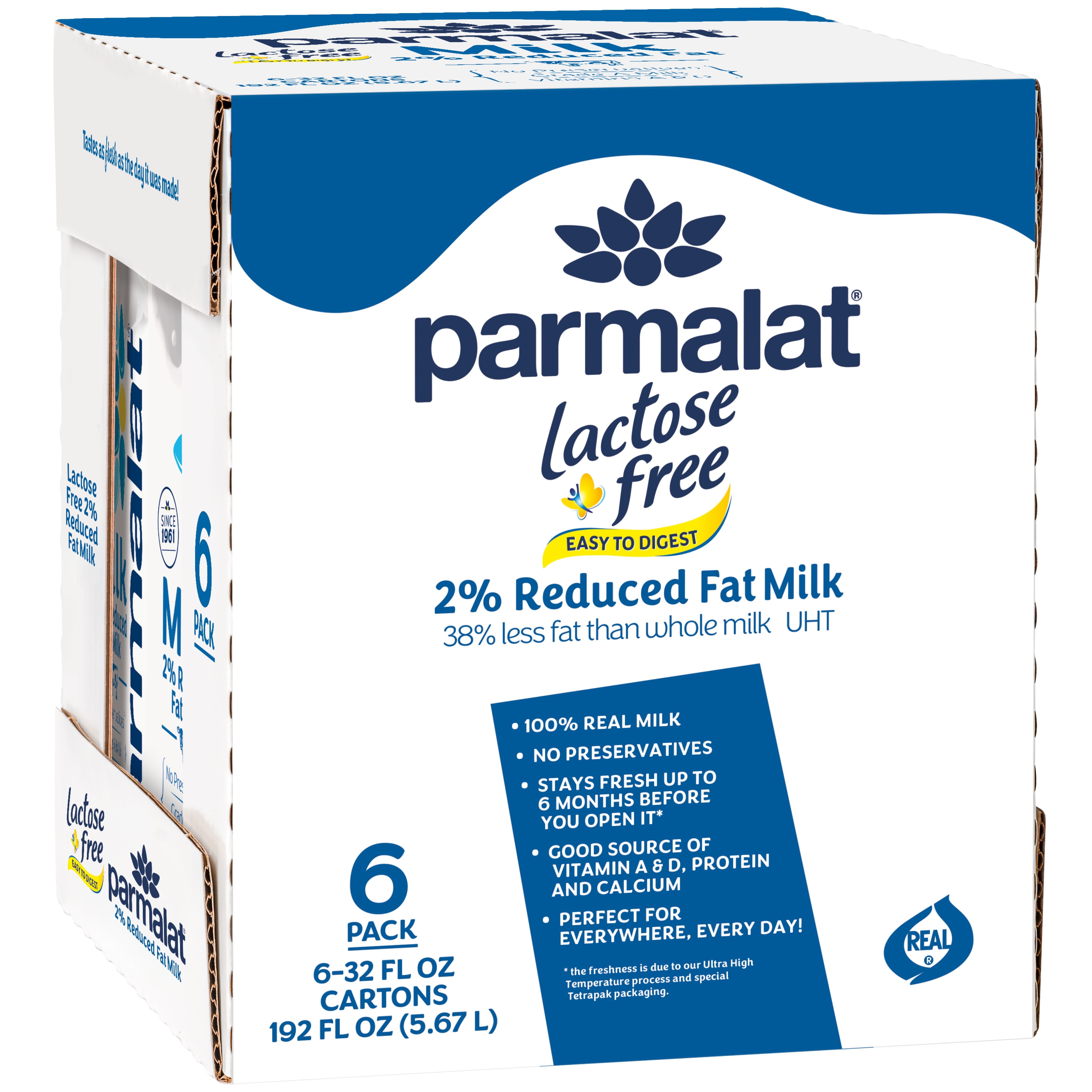 (6 pack) Parmalat Lactose Free 2% Reduced Fat Milk, 32 fl oz - Walmart.com