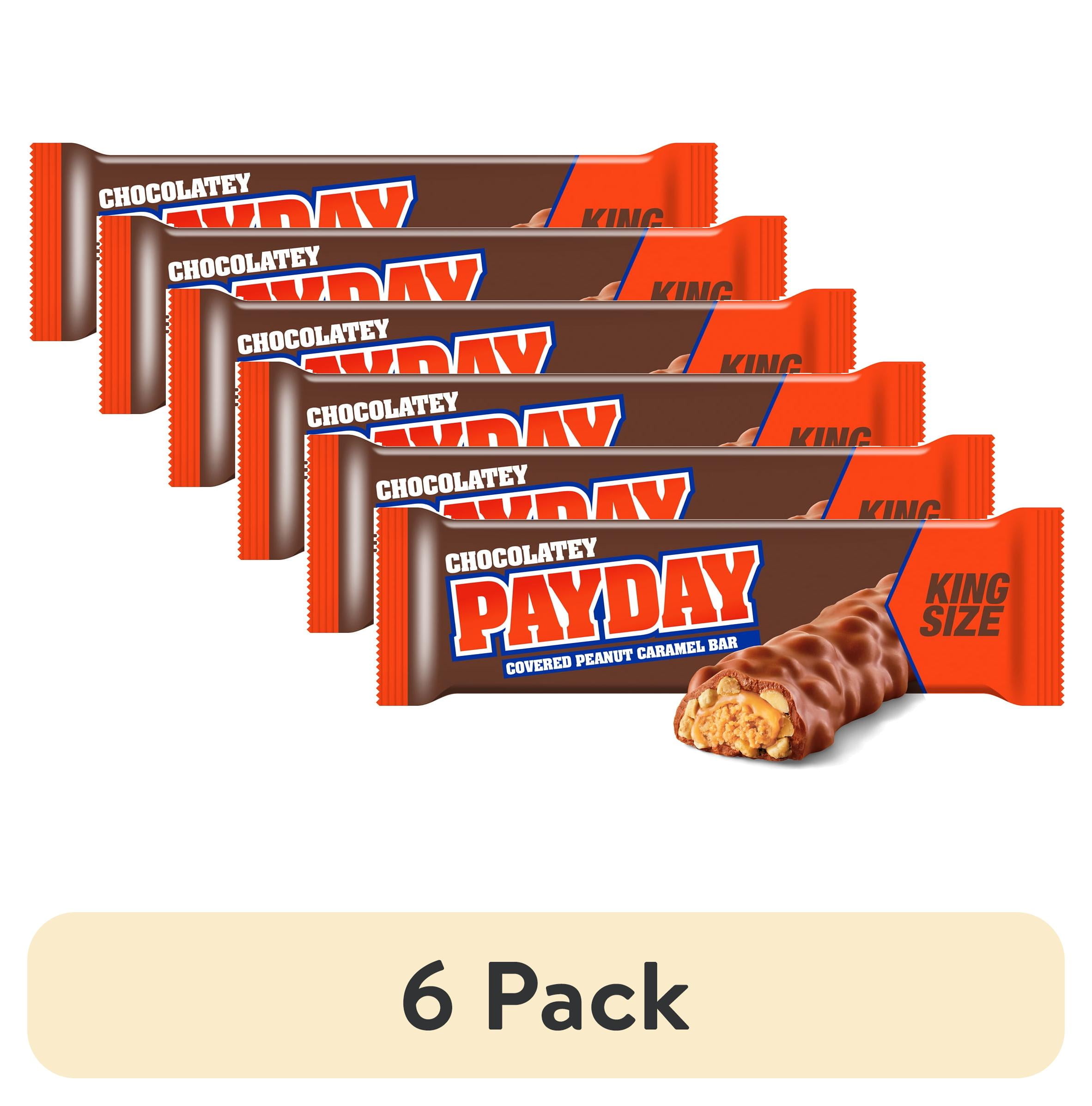 (6 pack) Payday Chocolatey Peanut Caramel King Size Candy, Bar 3.1 oz ...